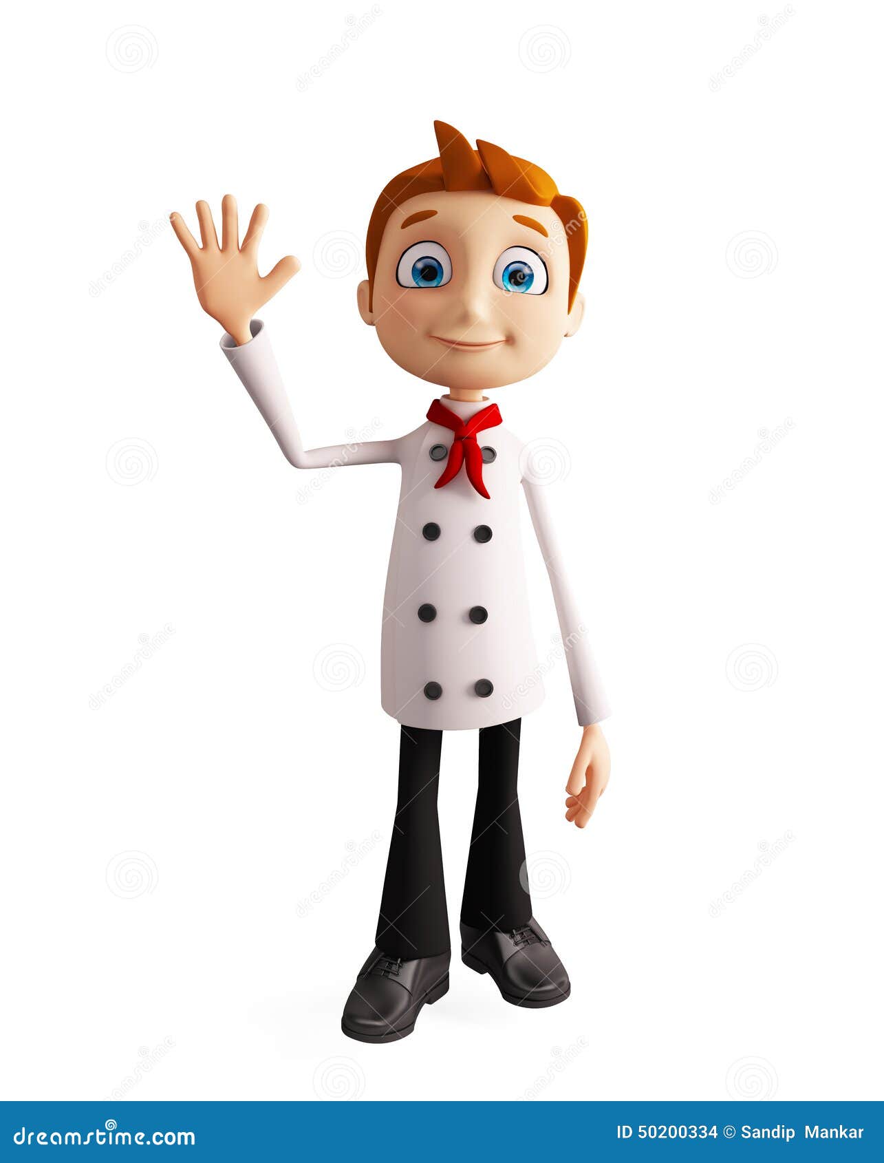 Chef Character with Bye Pose Stock Illustration - Illustration of food ...