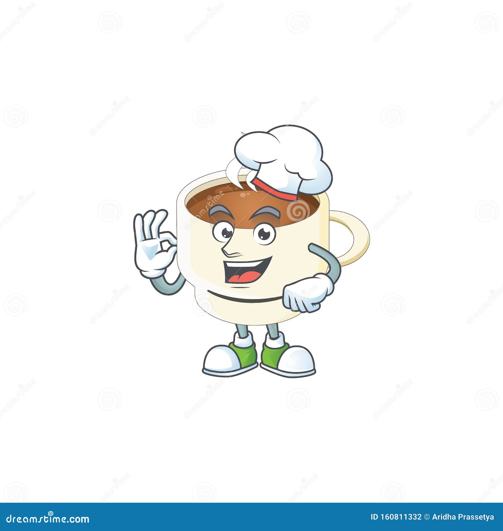 Chef Character Cup Coffee in Cartoon Mascot Stock Vector - Illustration ...