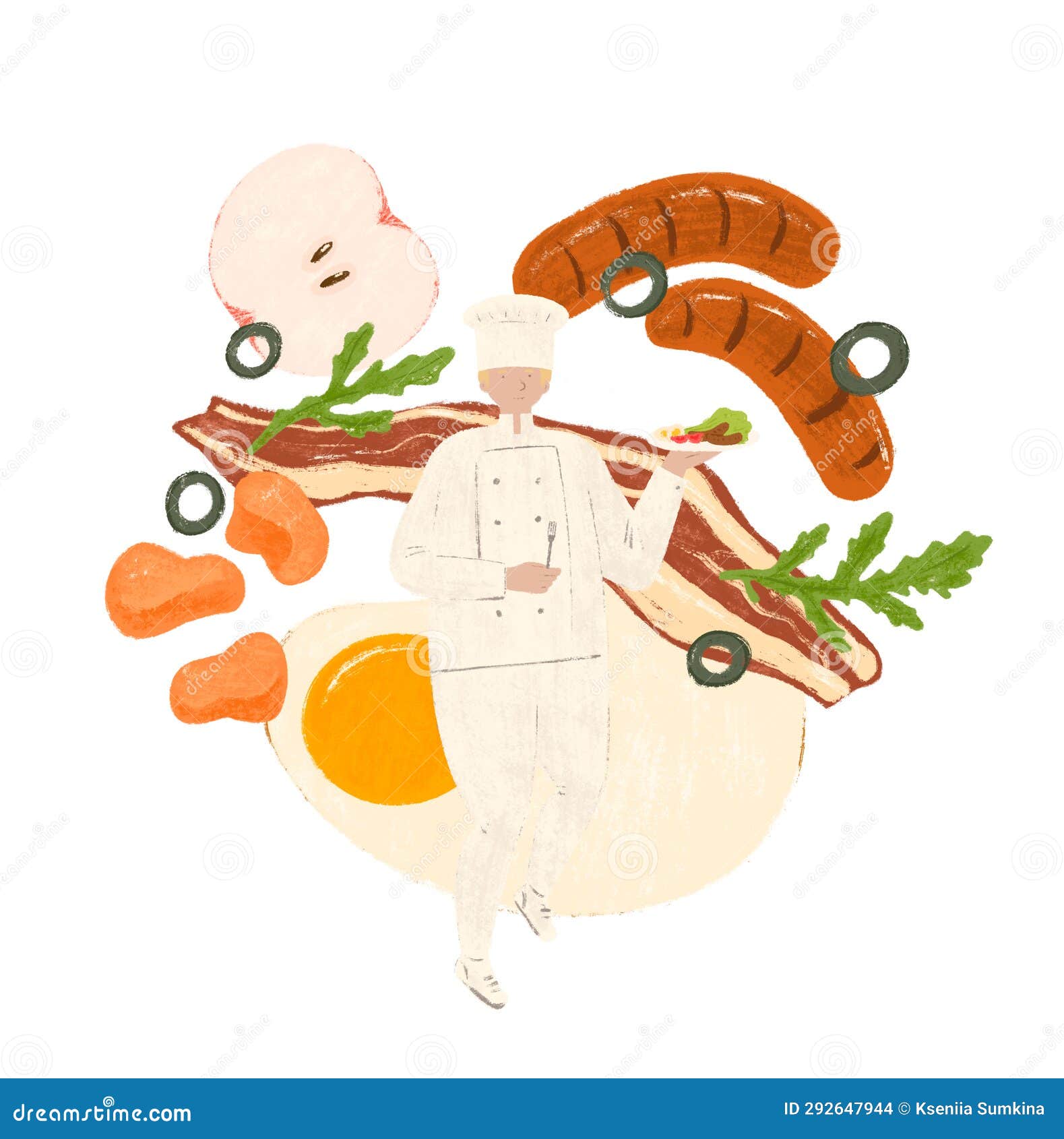 Chef Character. Hand Drawn Illustration of Cook Stock Illustration ...