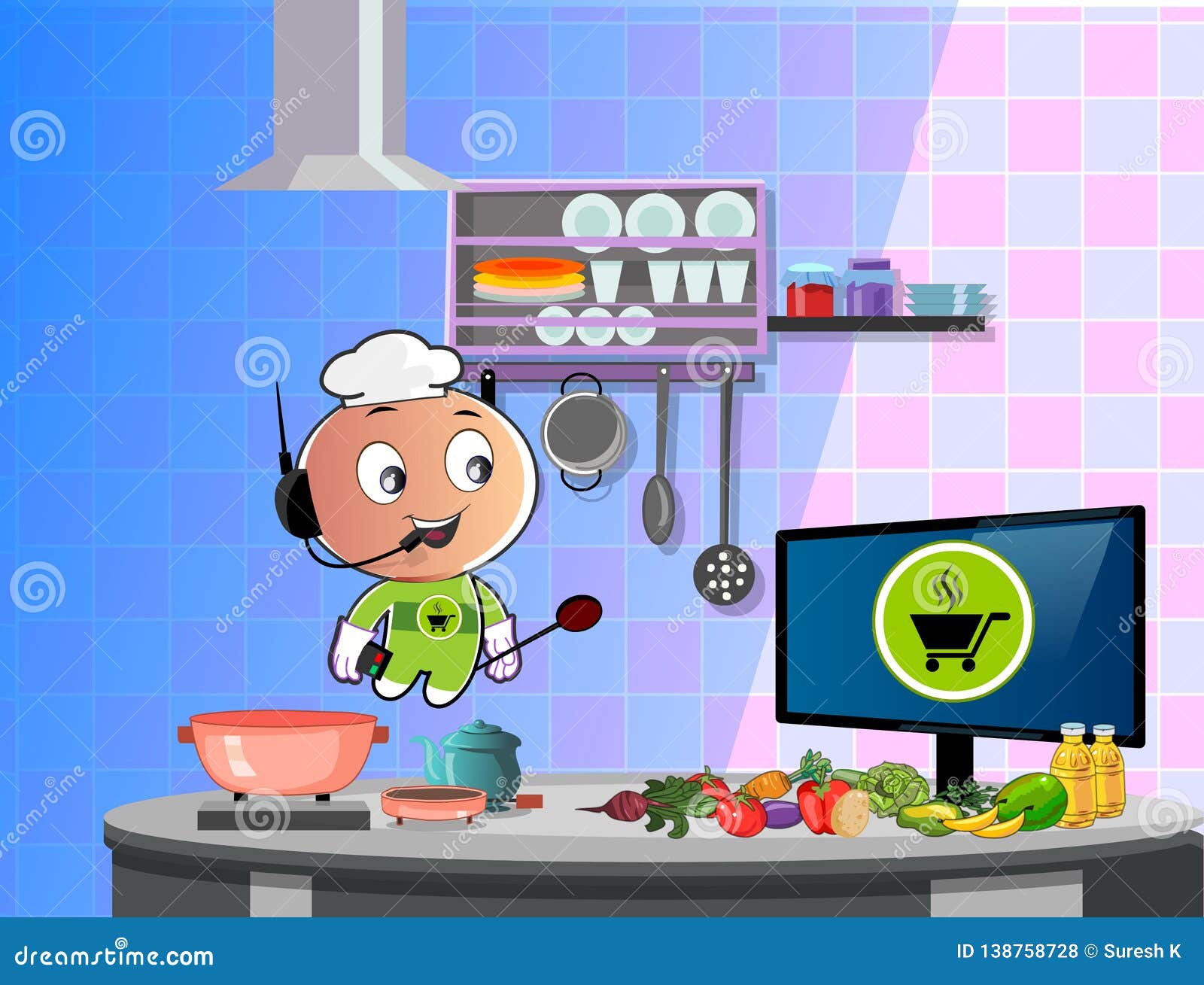 Digital chef avatar stock illustration. Illustration of vegitable ...