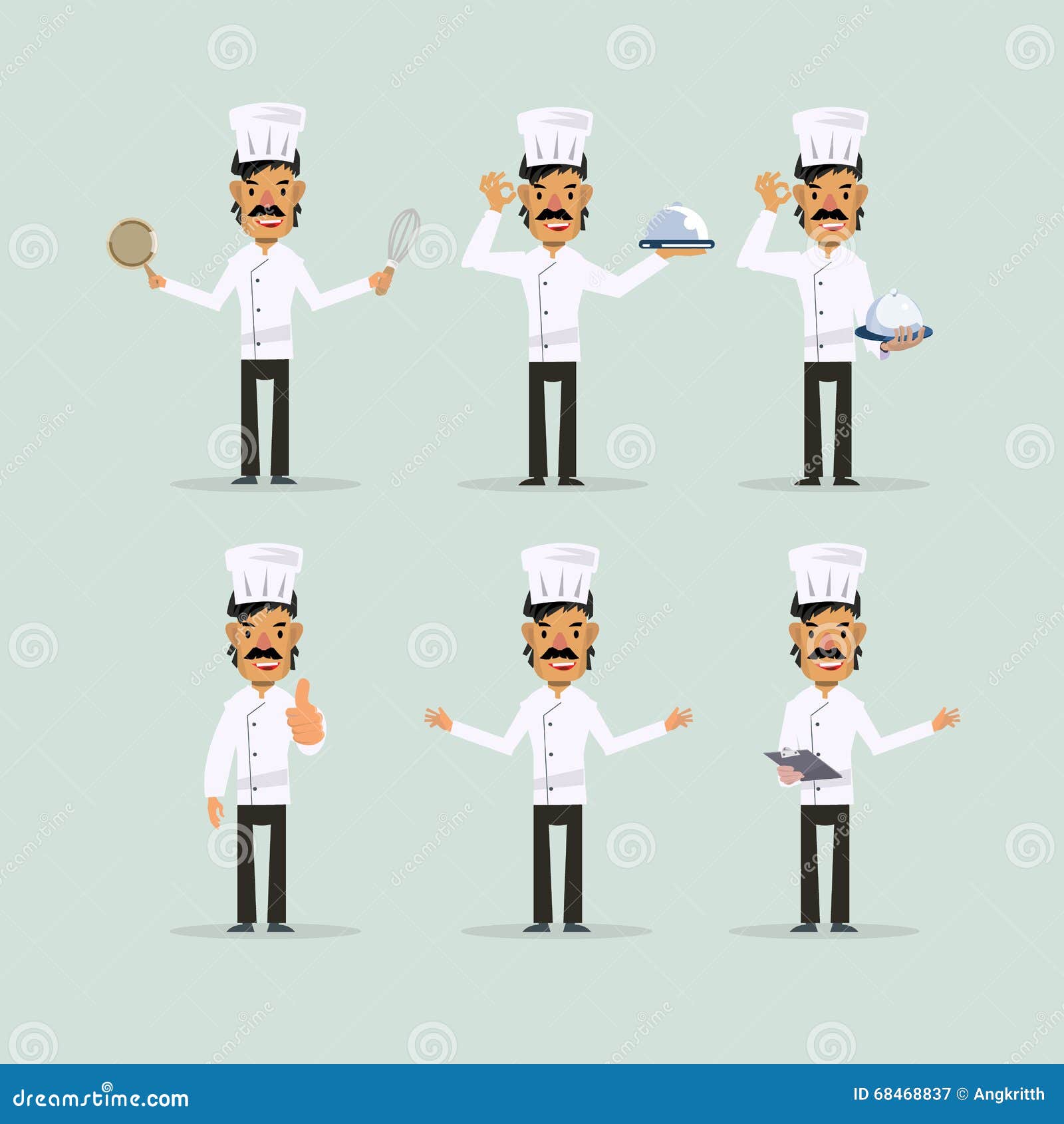 Chef character set - stock illustration. Illustration of food - 68468837