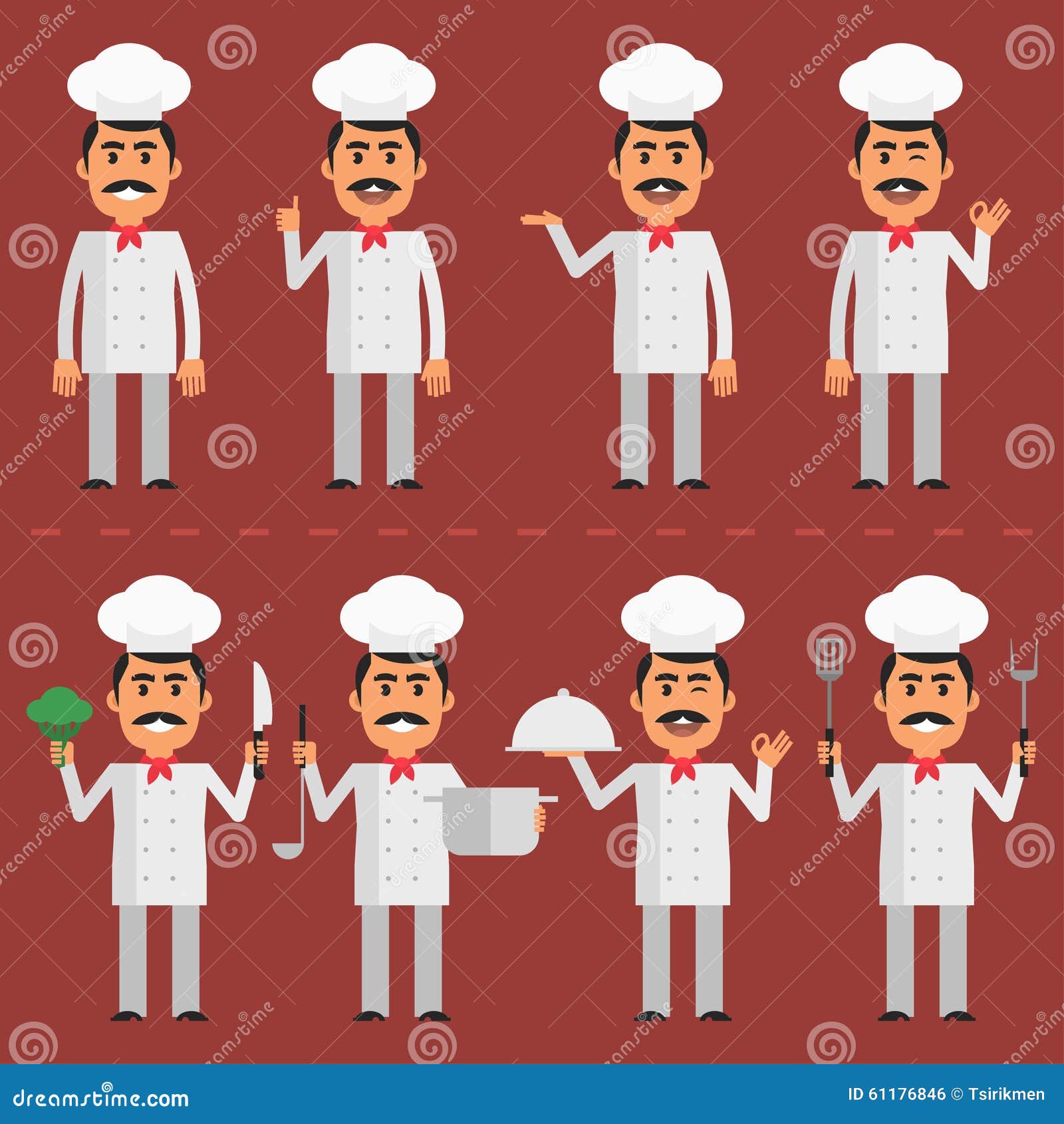Chef Character in Various Poses Stock Vector - Illustration of person ...