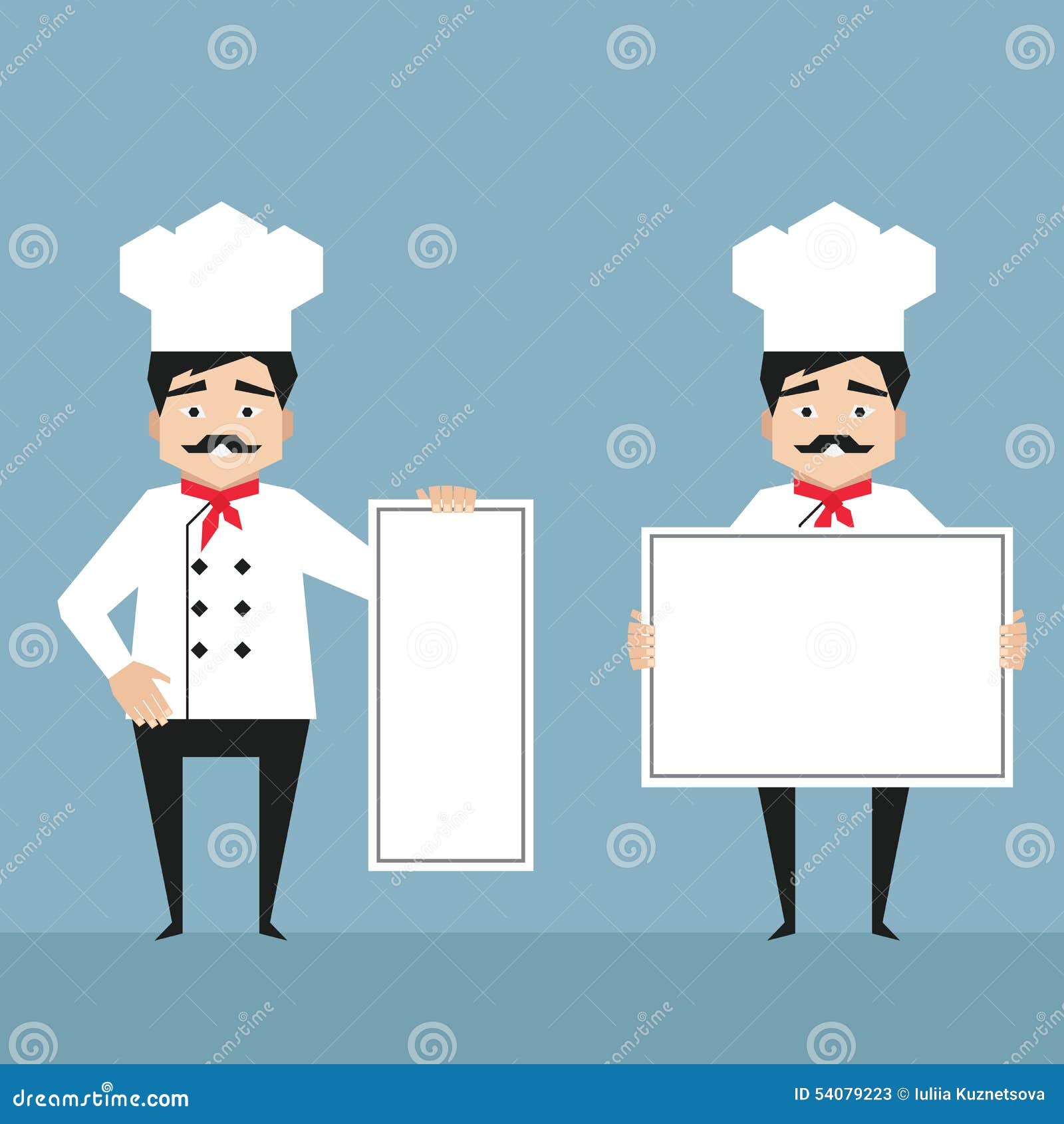 Chef Characters Holding White Banners Stock Vector - Illustration of ...
