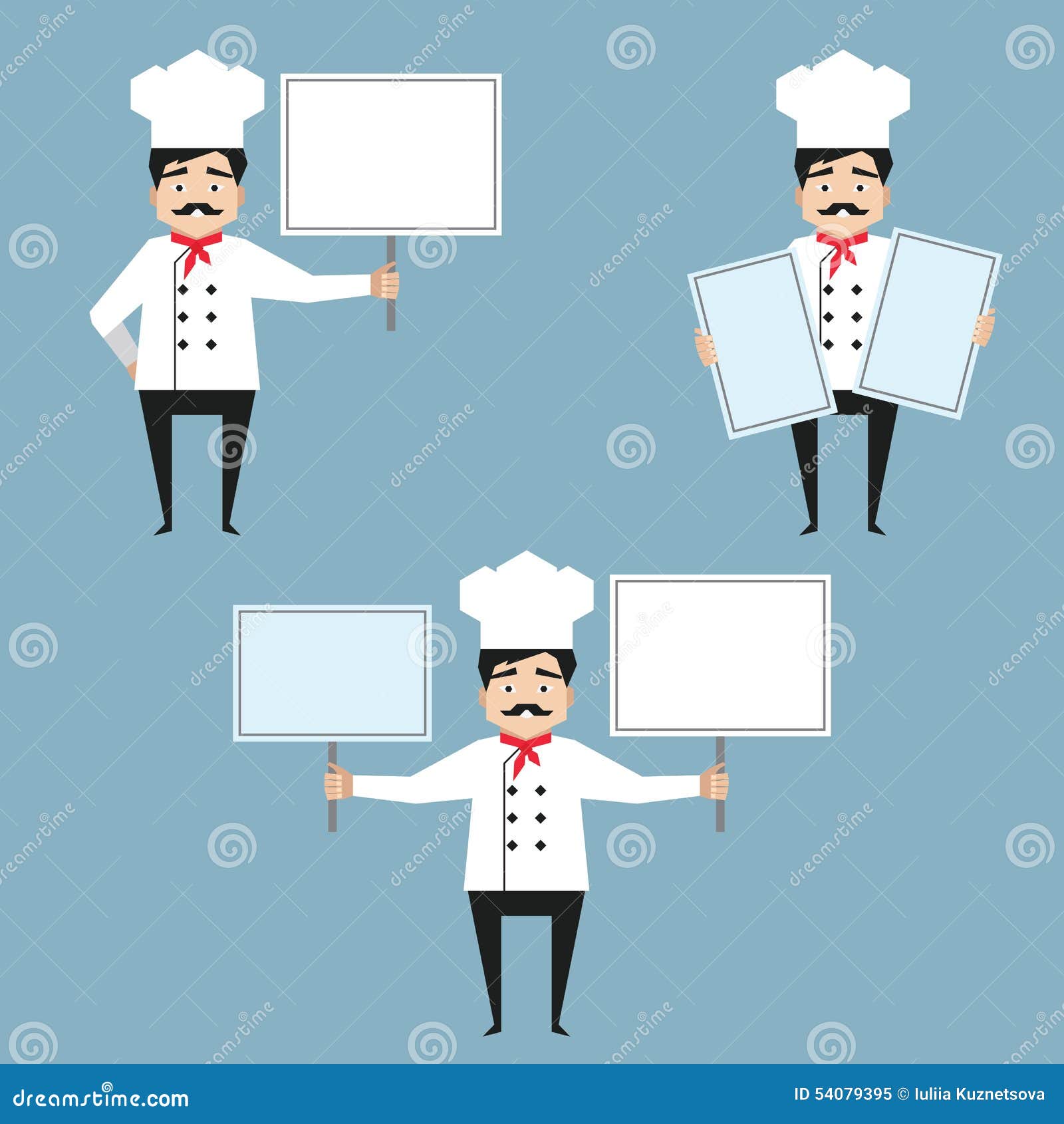 Chef Characters Holding White Banners Stock Vector - Illustration of ...
