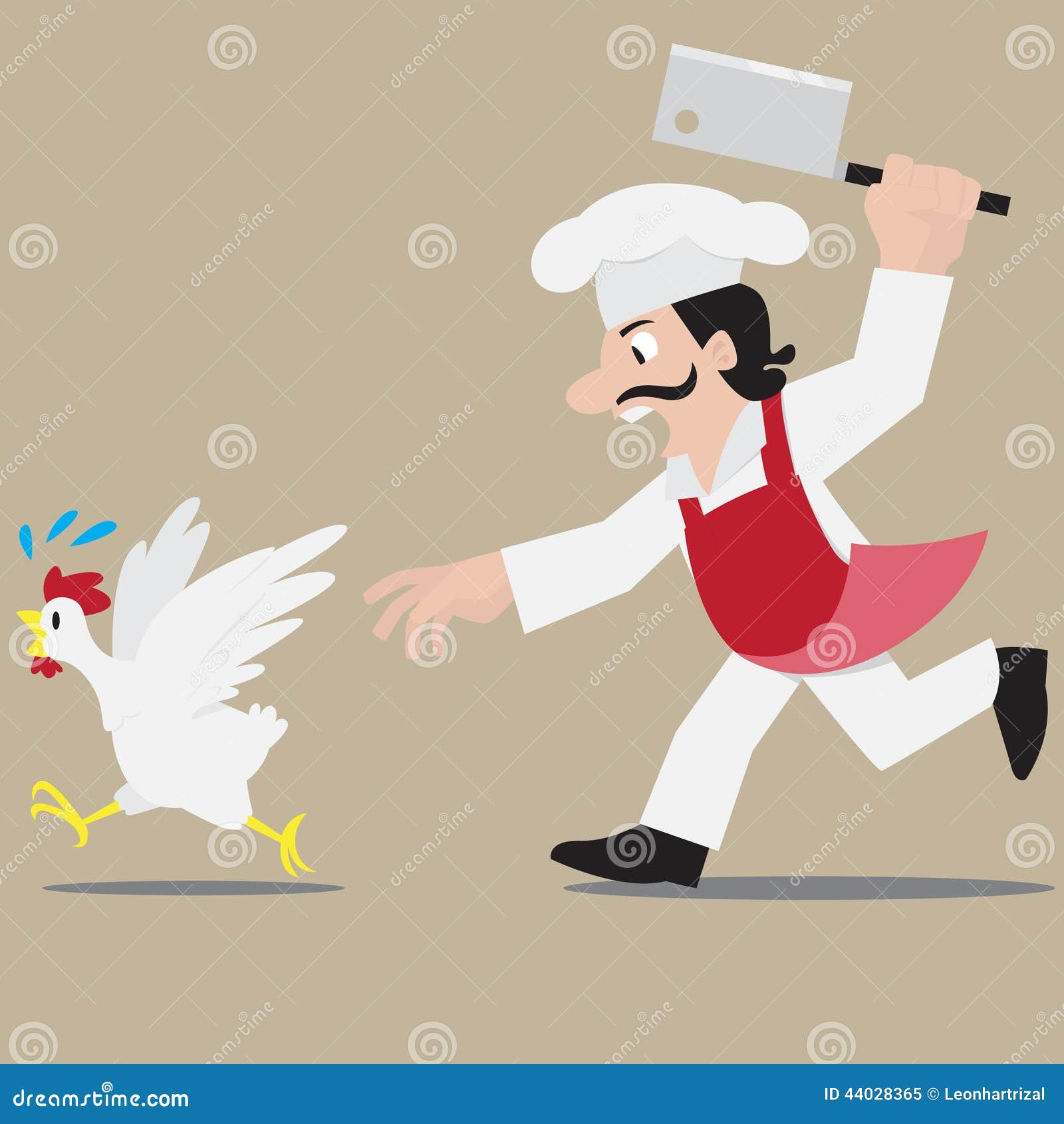 Chef Chasing Chicken Cartoon Vector | CartoonDealer.com #44028365