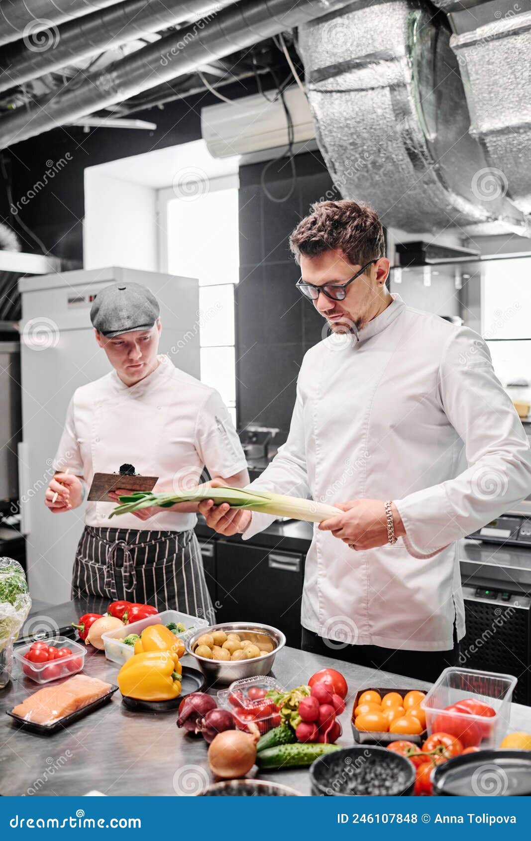 Chef Checking Delivered Vegetables before Cooking Stock Photo - Image ...