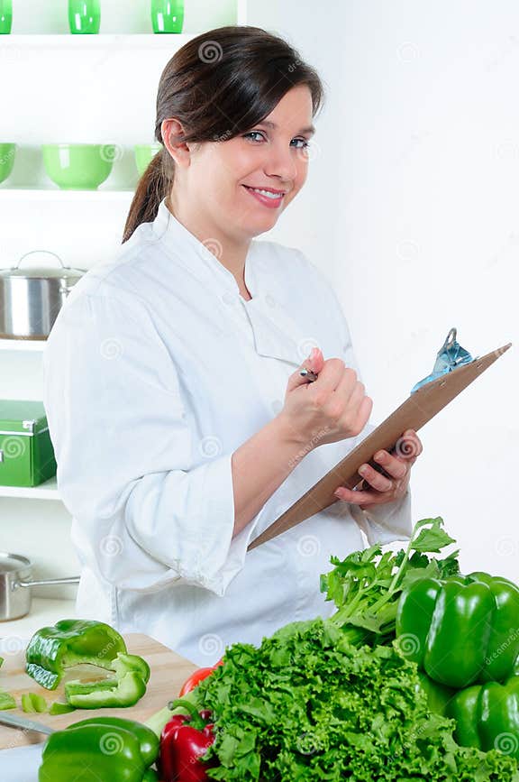 Chef Checking Menu stock image. Image of noodles, uniform - 9736621