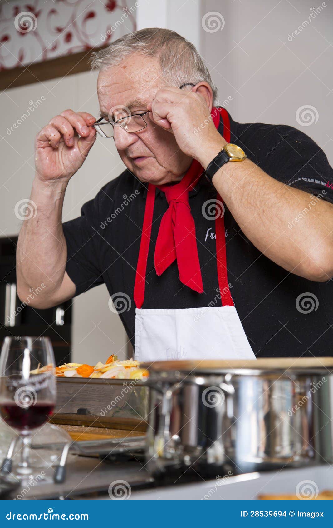 The chef checks the recipe stock photo. Image of active - 28539694