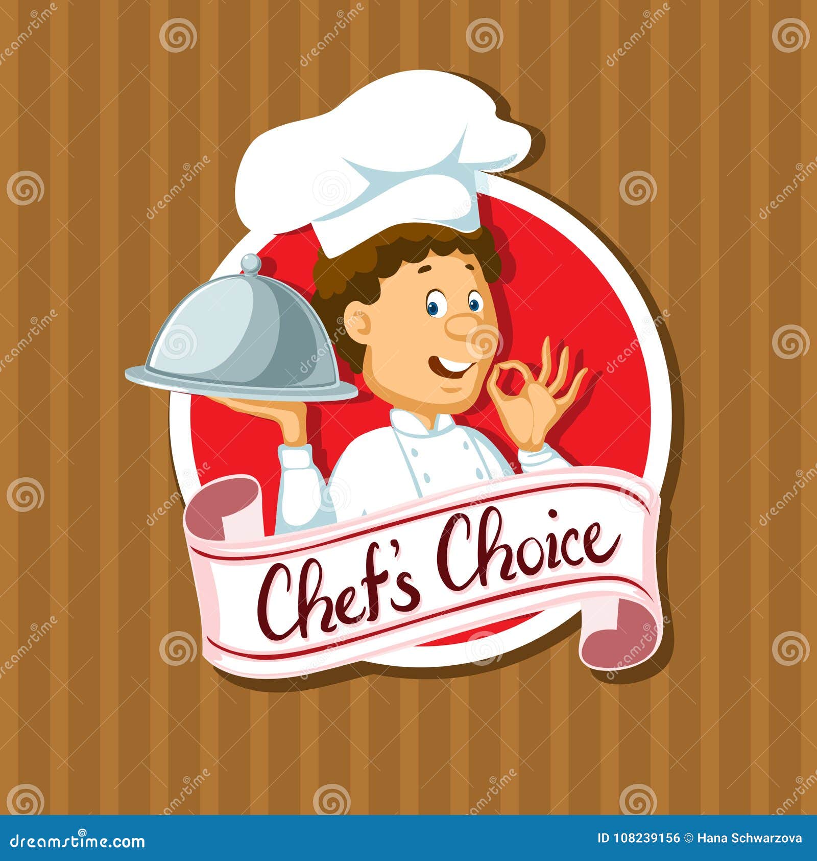 Chef Choice Label with Silver Tray Flat Design - Vector Stock Vector ...