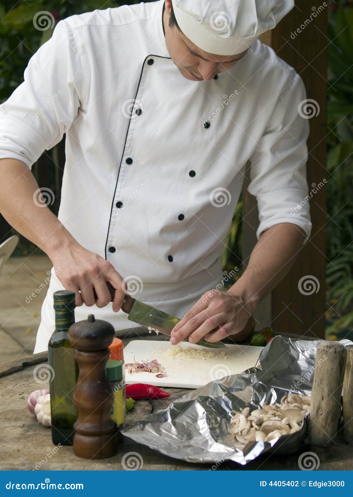 Chef chopping garlic stock photo. Image of food, young - 4405402