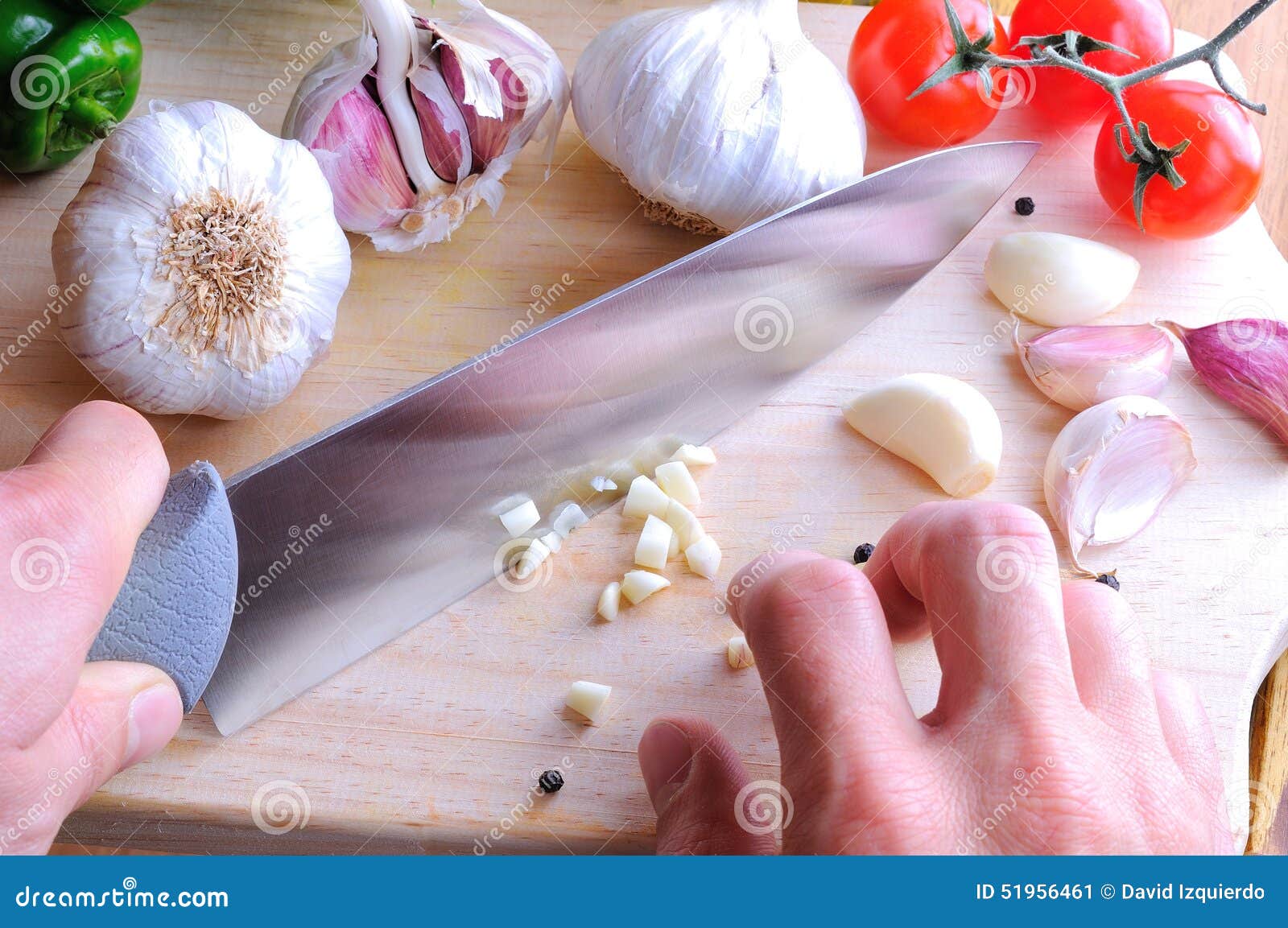 Chef Chopping Garlic on a Cutting Table Stock Image - Image of prepare ...