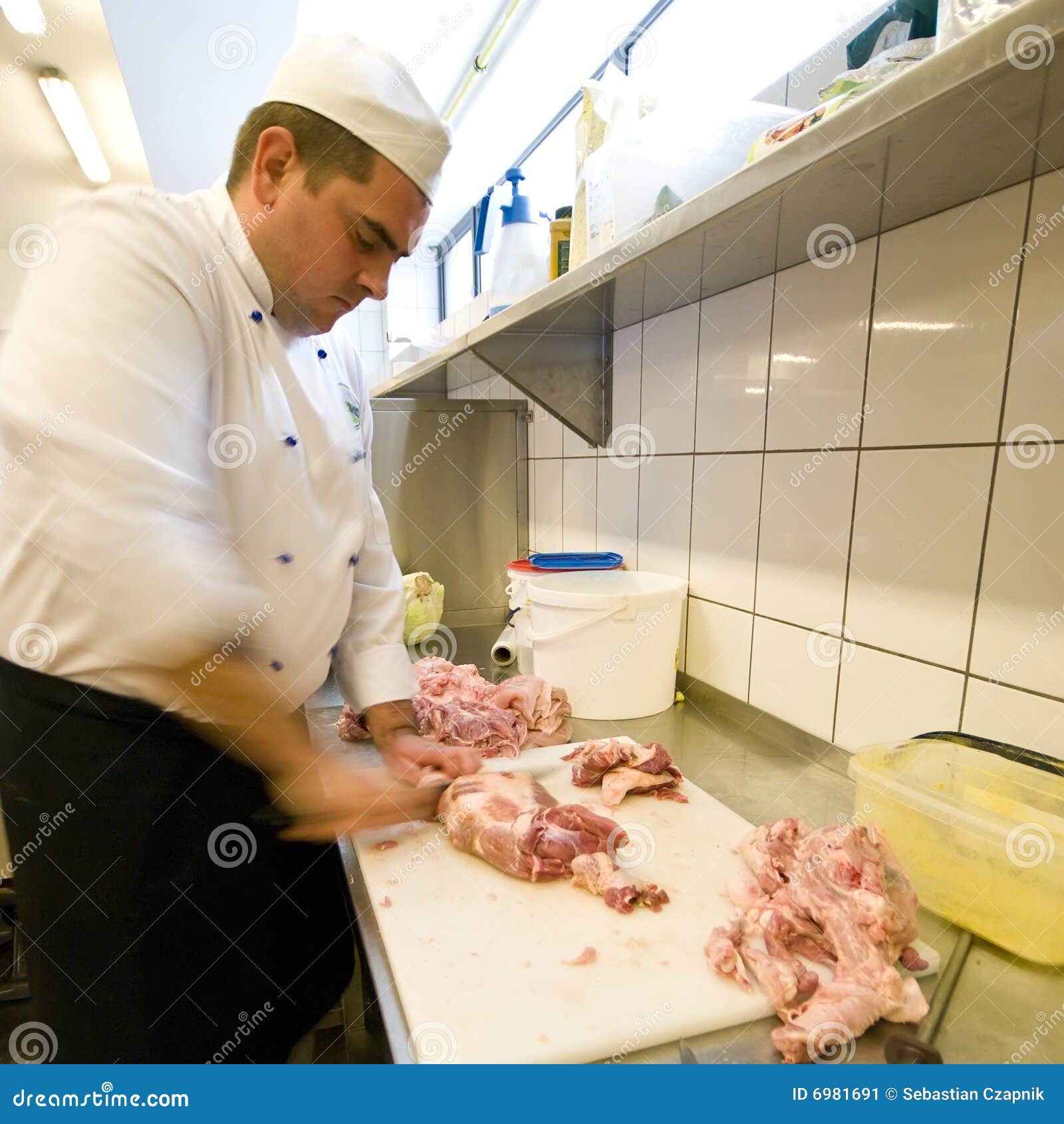Chef chopping meat stock image. Image of cooking, meal - 6981691