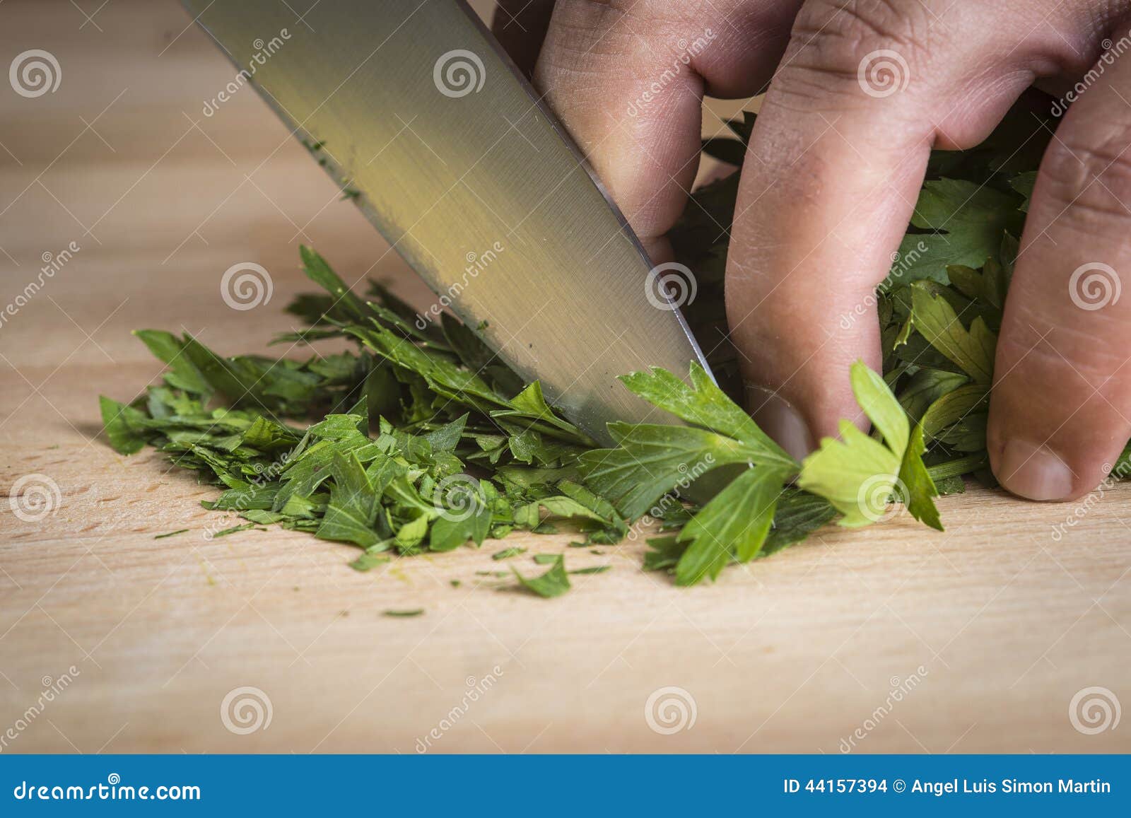 Chef Chopping Parsley Leaves Stock Photo - Image of green, preparing ...
