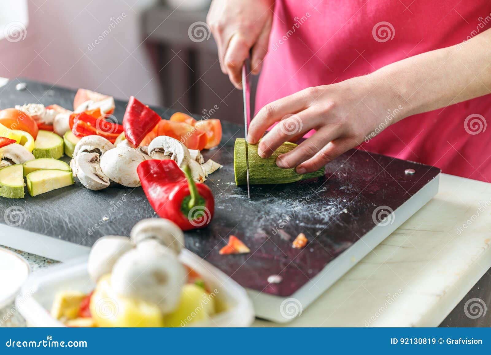 Chef is Chopping Vegetables Stock Image - Image of pepper, chef: 92130819