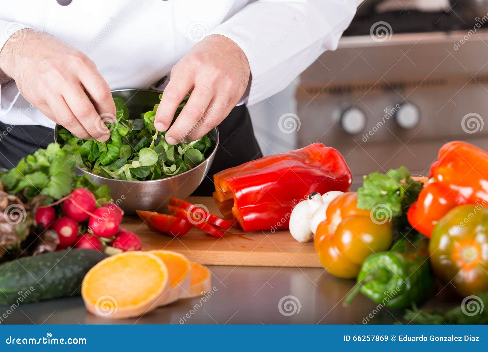 Chef chopping vegetables stock image. Image of cooking - 66257869
