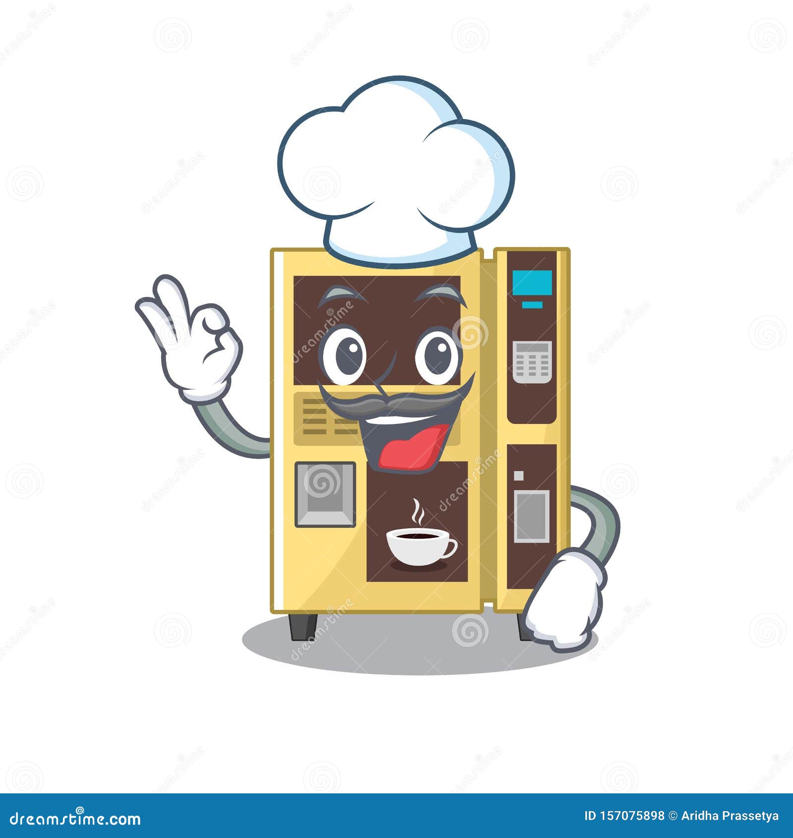 Chef Coffee Vending Machine with Cartoon Shape Stock Vector ...