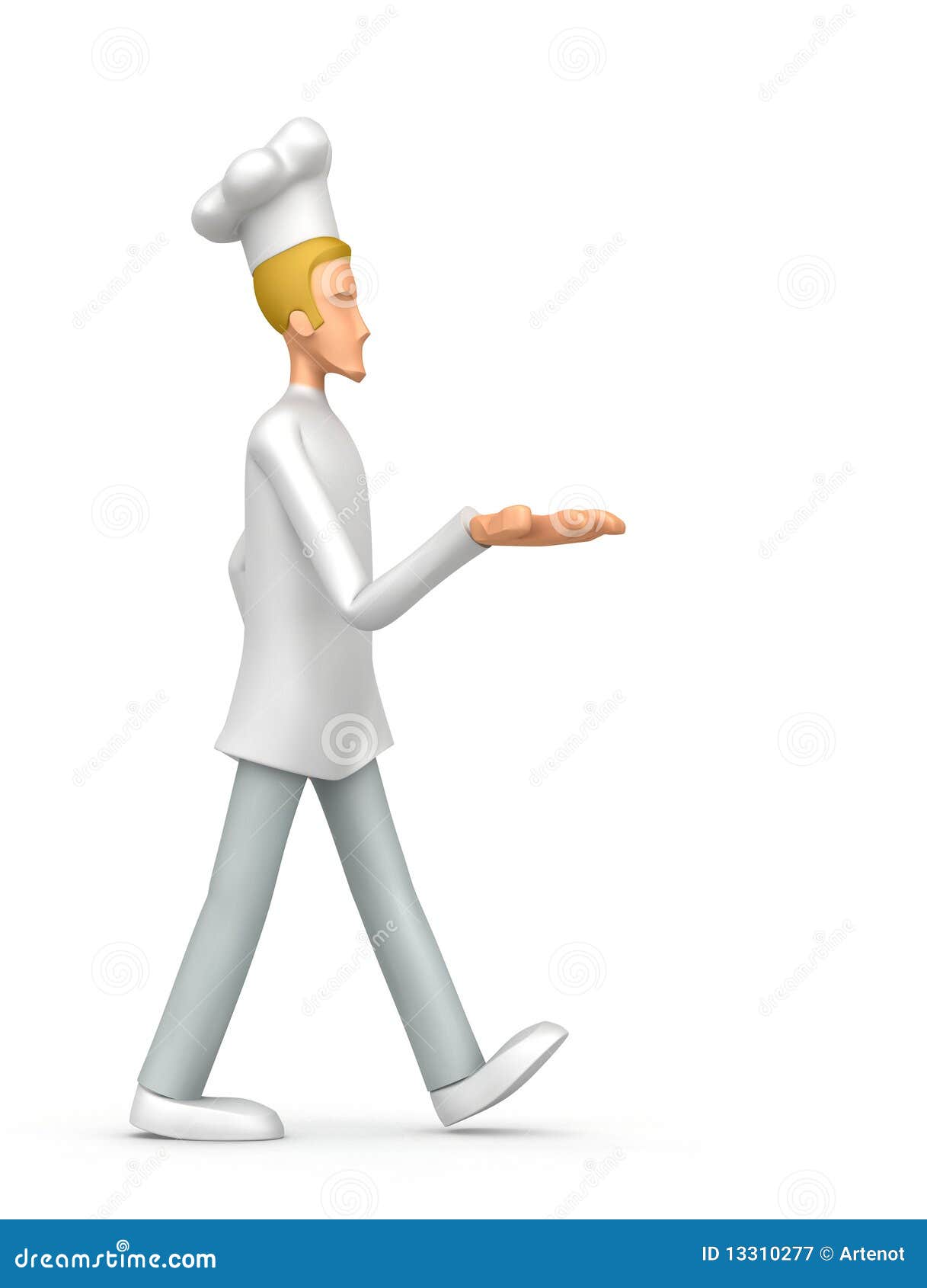 Chef Comes with Outstretched Arm Stock Illustration - Illustration of ...