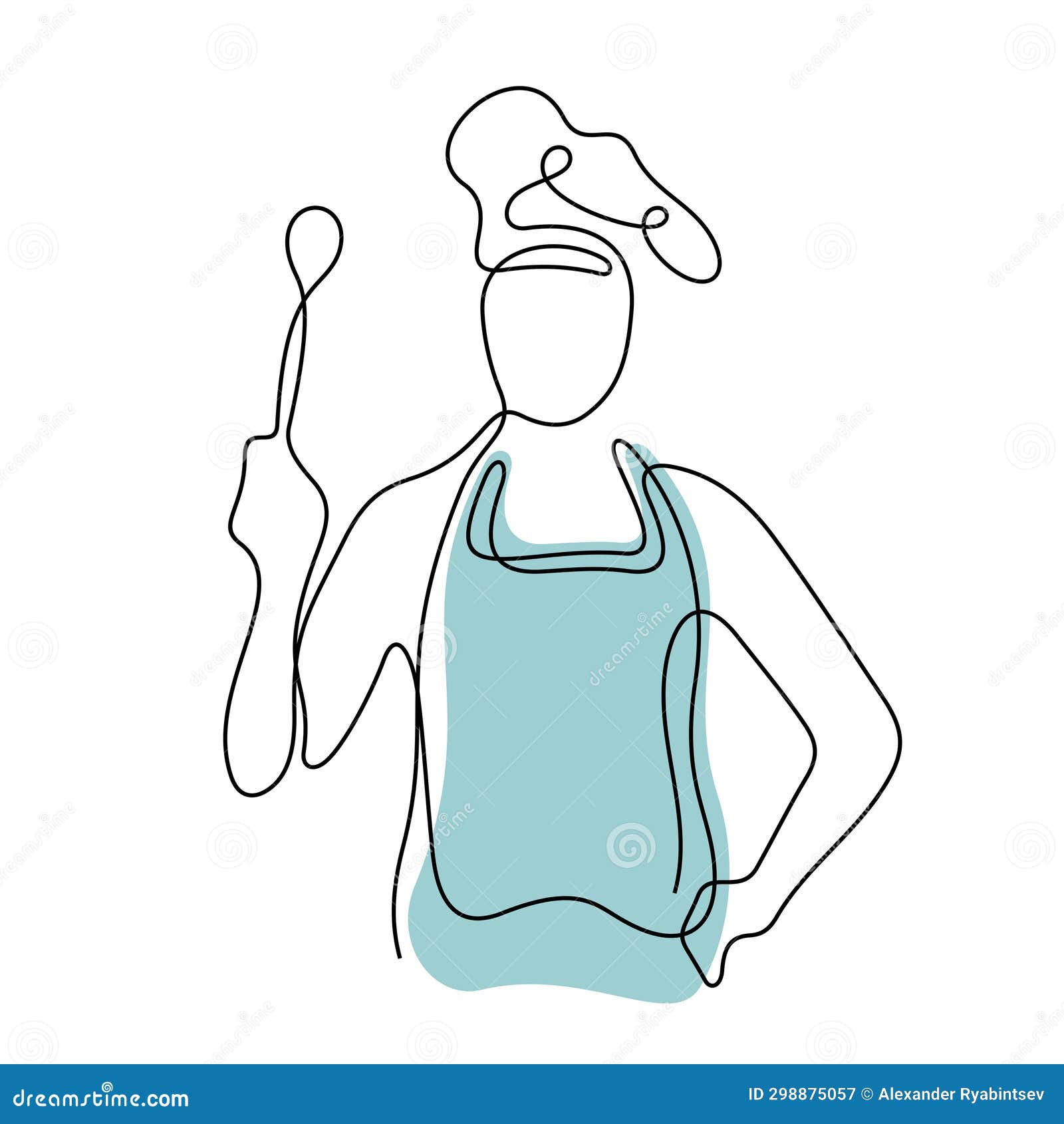 Chef One Line Colourful Vector Illustration Stock Vector - Illustration ...