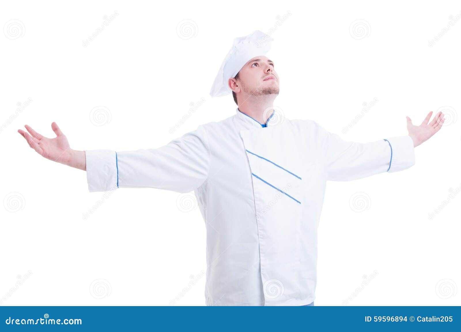 Chef or Cook with Arms Wide Open Outstretched and Outspread Stock Photo ...