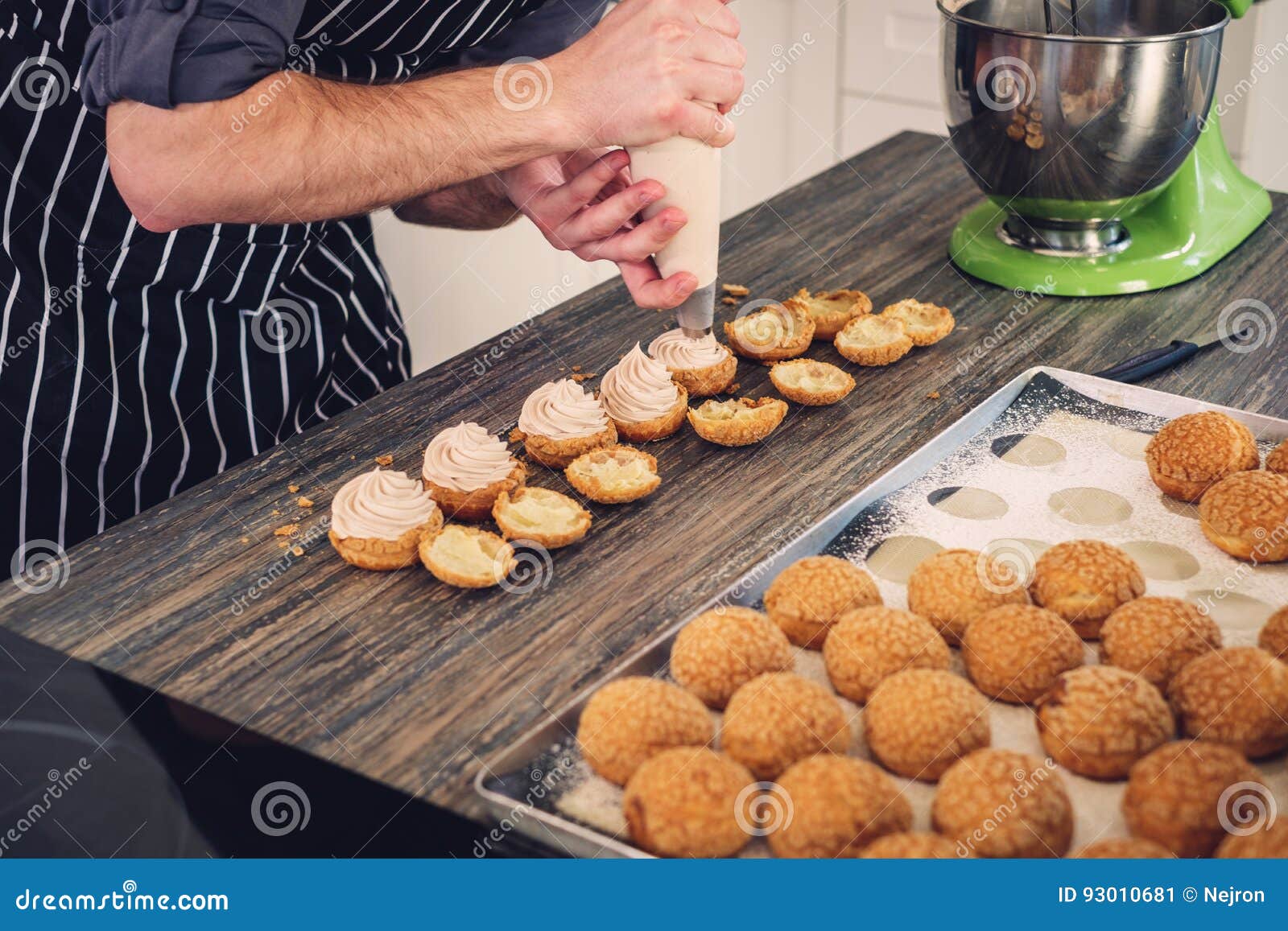Chef Cook Baking Sweets on a Modern Kitchen Stock Image - Image of ...