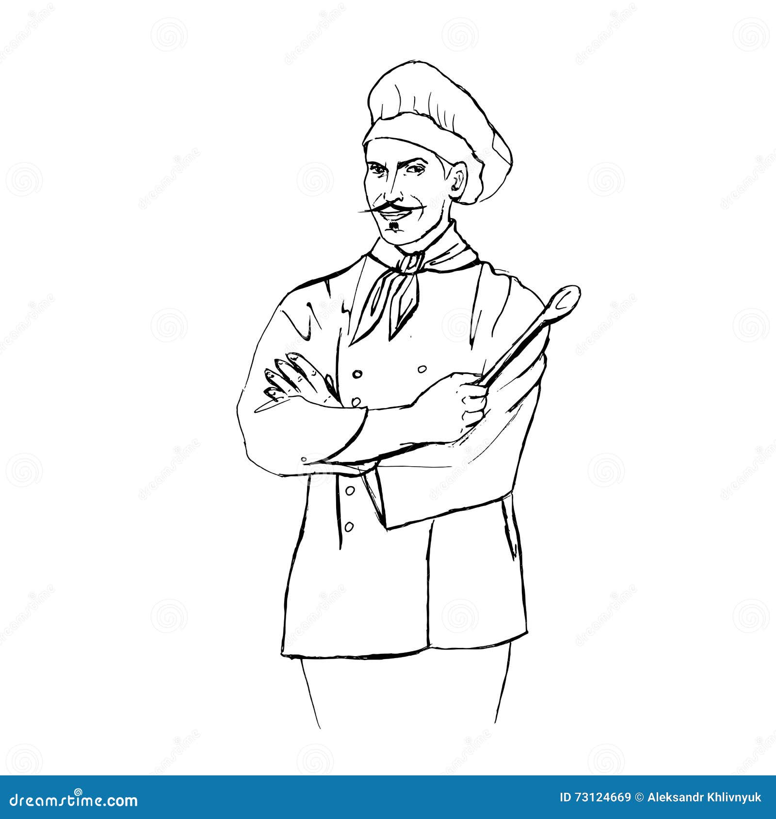 Chef cook character stock illustration. Illustration of drawing - 73124669