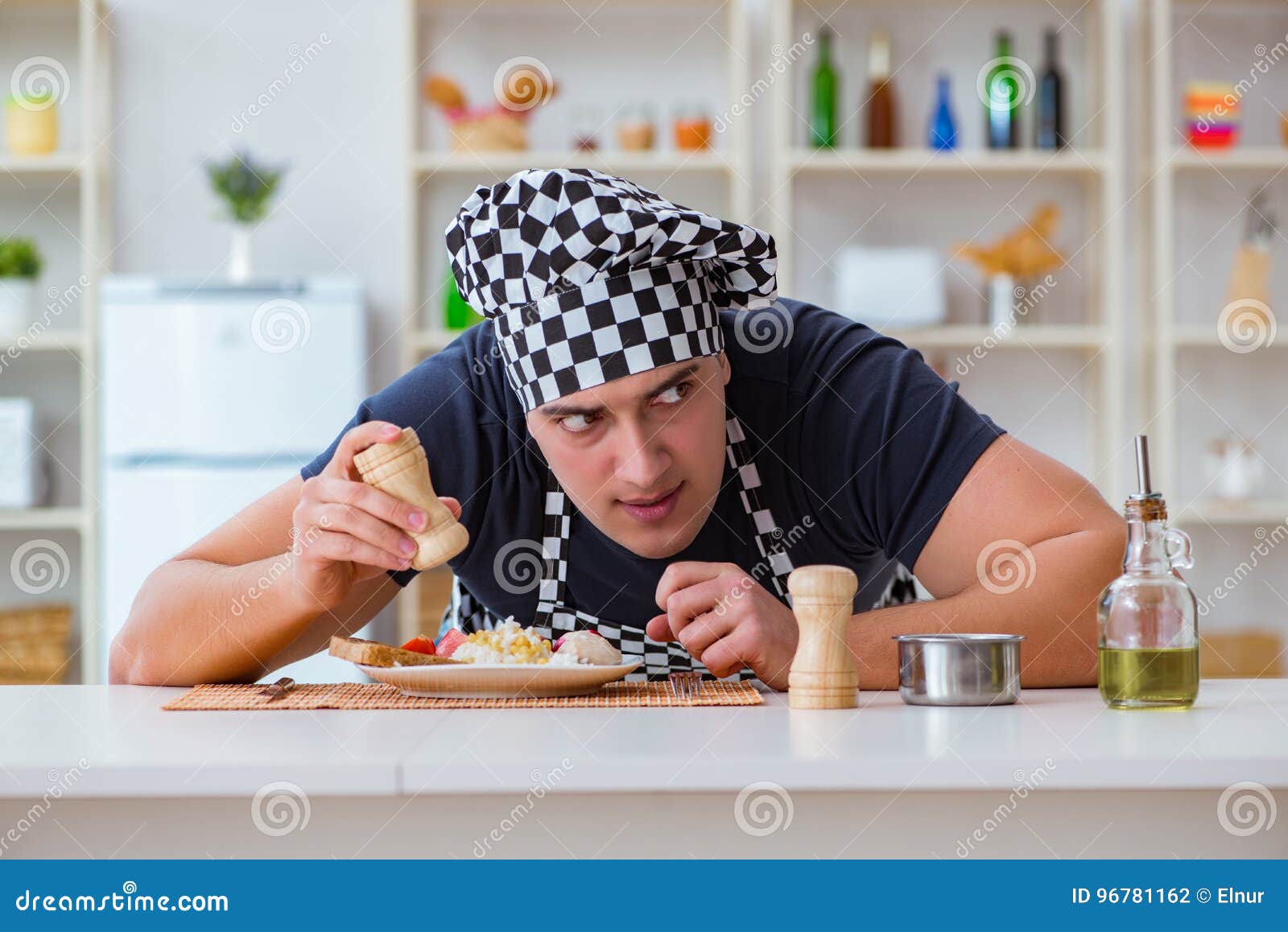 The Chef Cook Cooking a Meal Breakfast Dinner in the Kitchen Stock ...