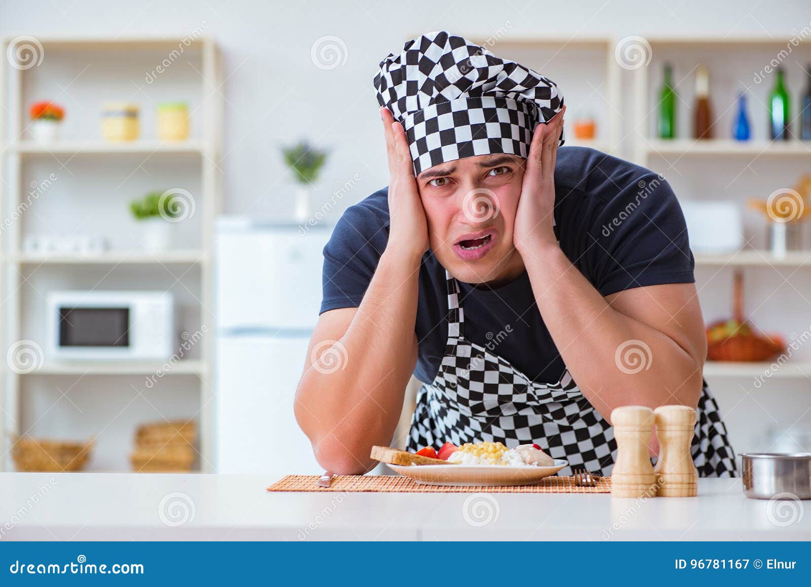The Chef Cook Cooking a Meal Breakfast Dinner in the Kitchen Stock ...