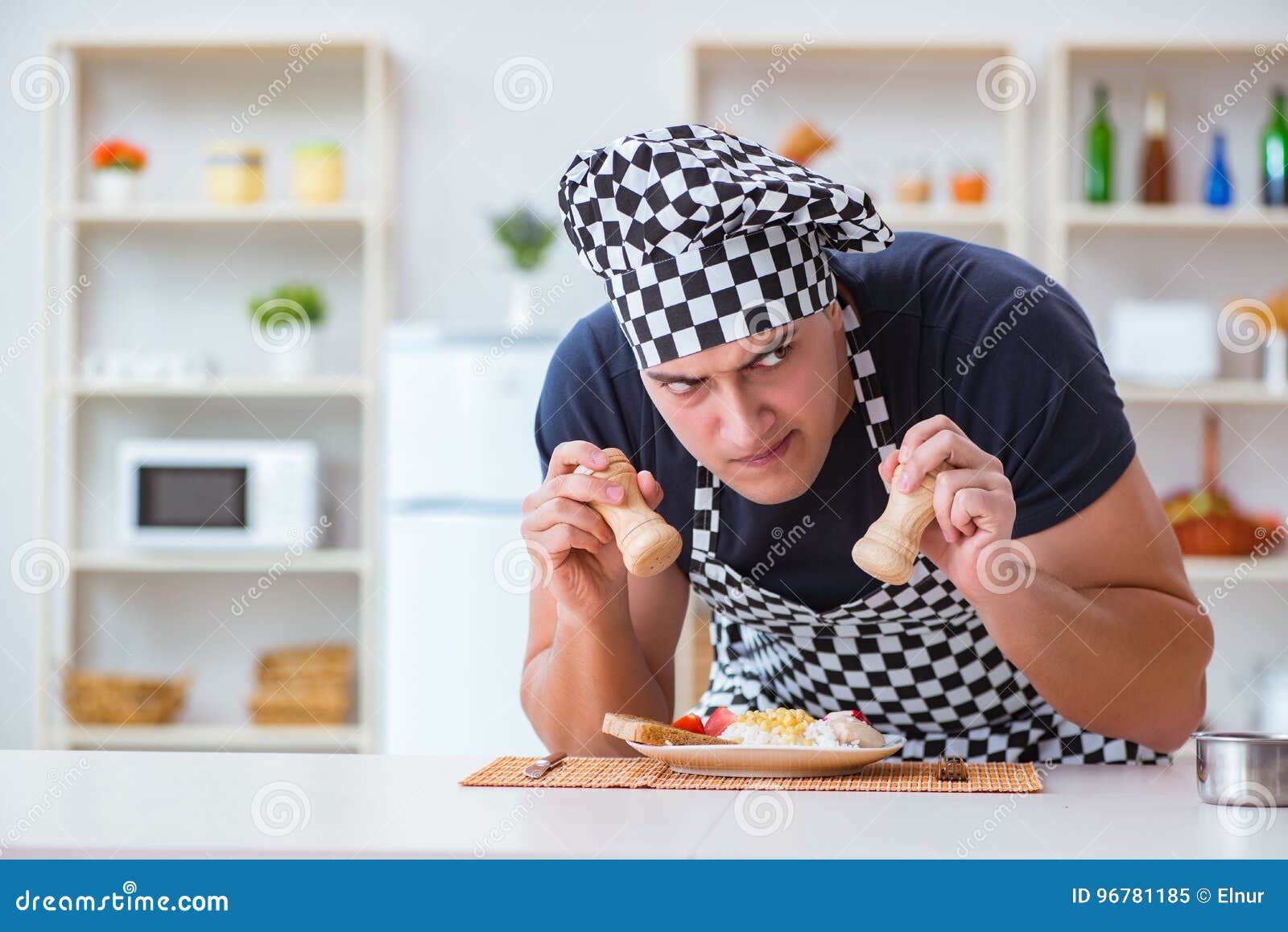 The Chef Cook Cooking a Meal Breakfast Dinner in the Kitchen Stock ...