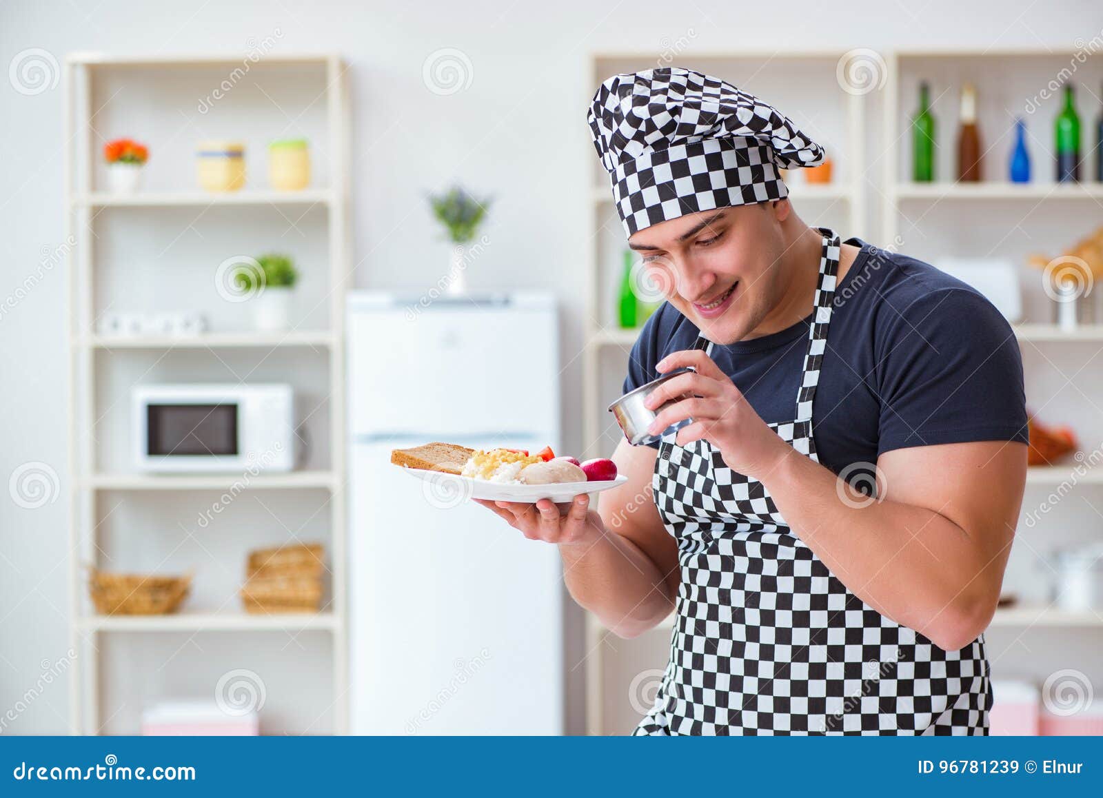 The Chef Cook Cooking a Meal Breakfast Dinner in the Kitchen Stock ...