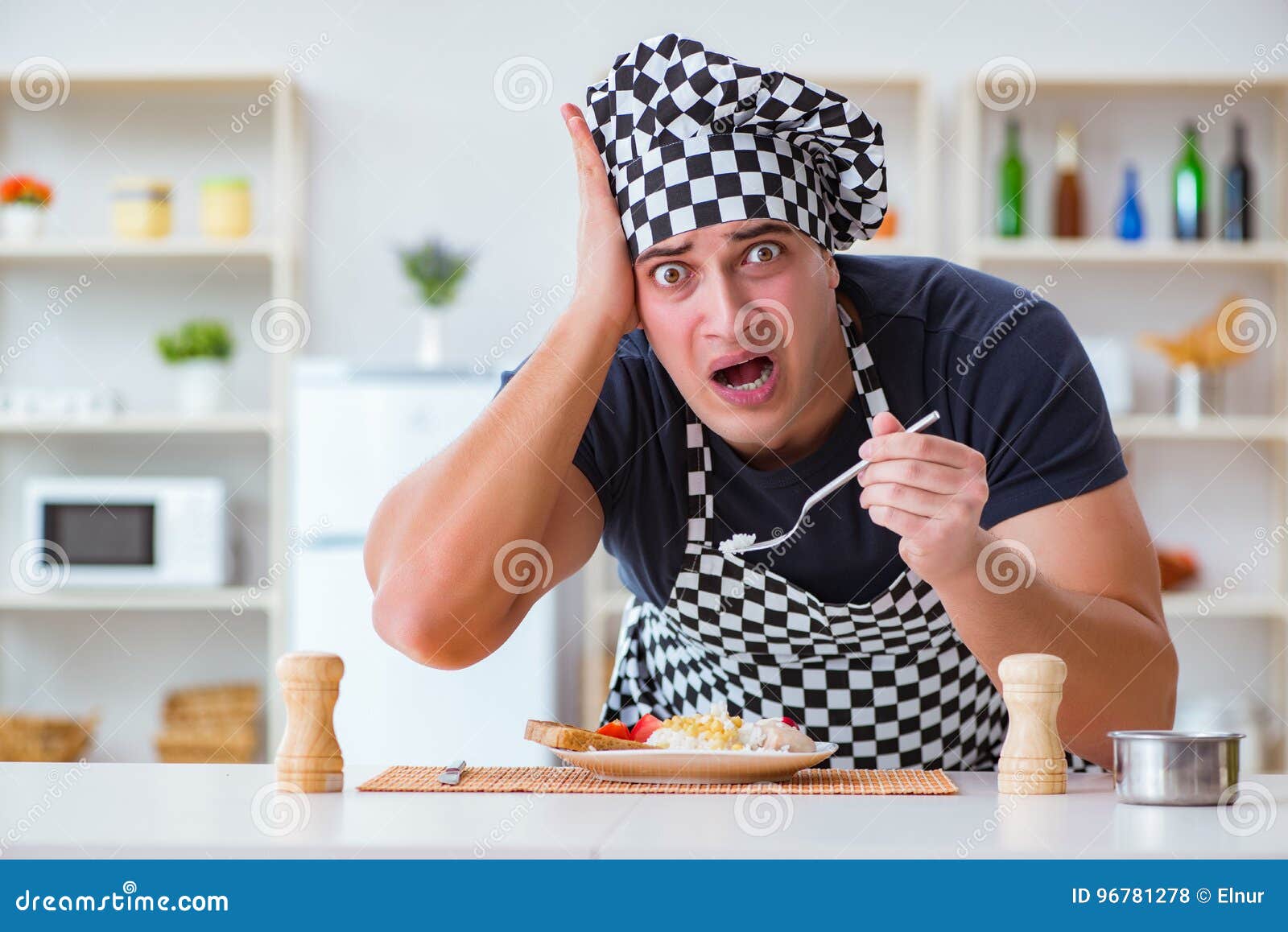 The Chef Cook Cooking a Meal Breakfast Dinner in the Kitchen Stock ...