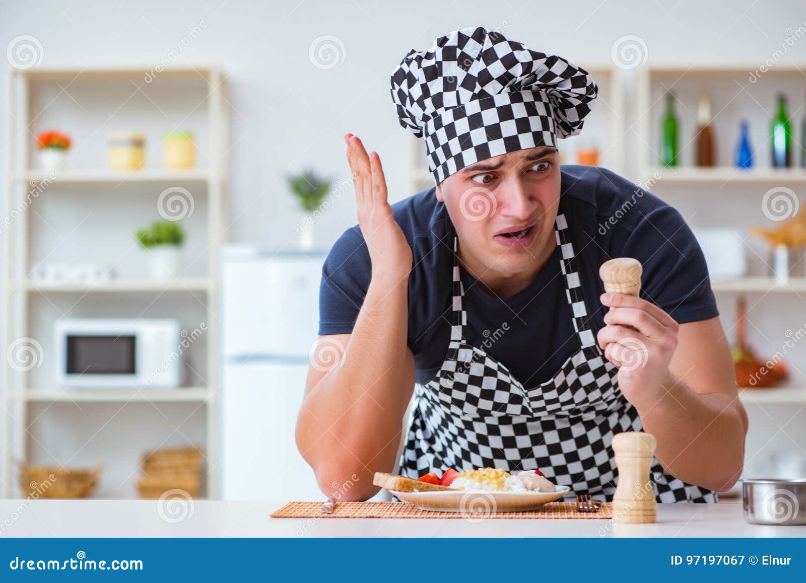 The Chef Cook Cooking a Meal Breakfast Dinner in the Kitchen Stock ...