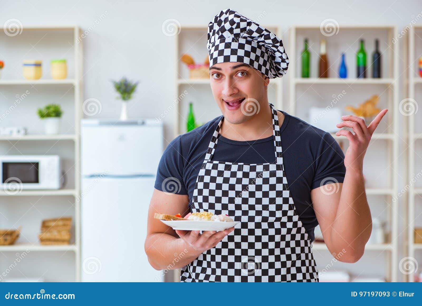 The Chef Cook Cooking a Meal Breakfast Dinner in the Kitchen Stock ...
