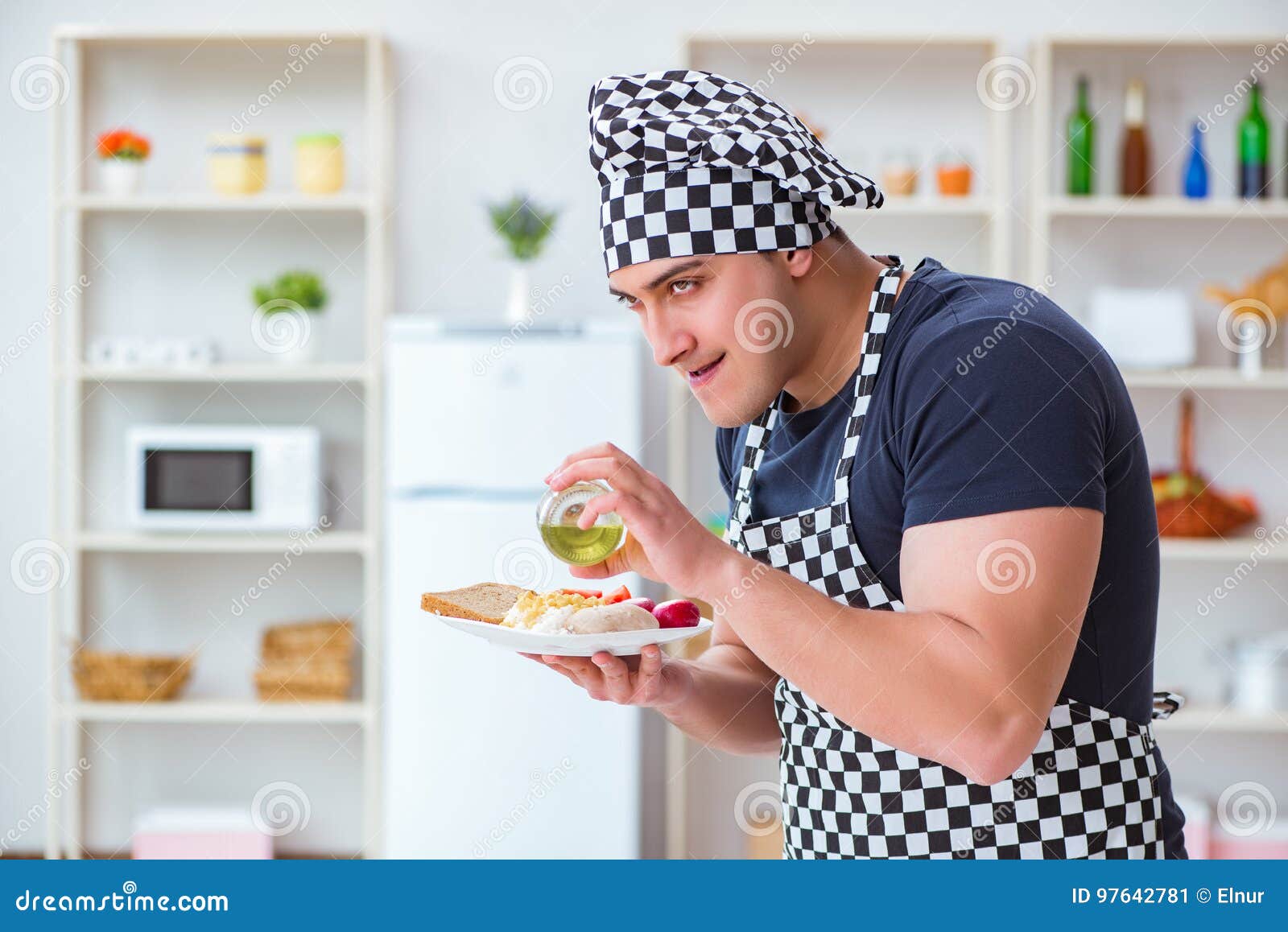 The Chef Cook Cooking a Meal Breakfast Dinner in the Kitchen Stock ...