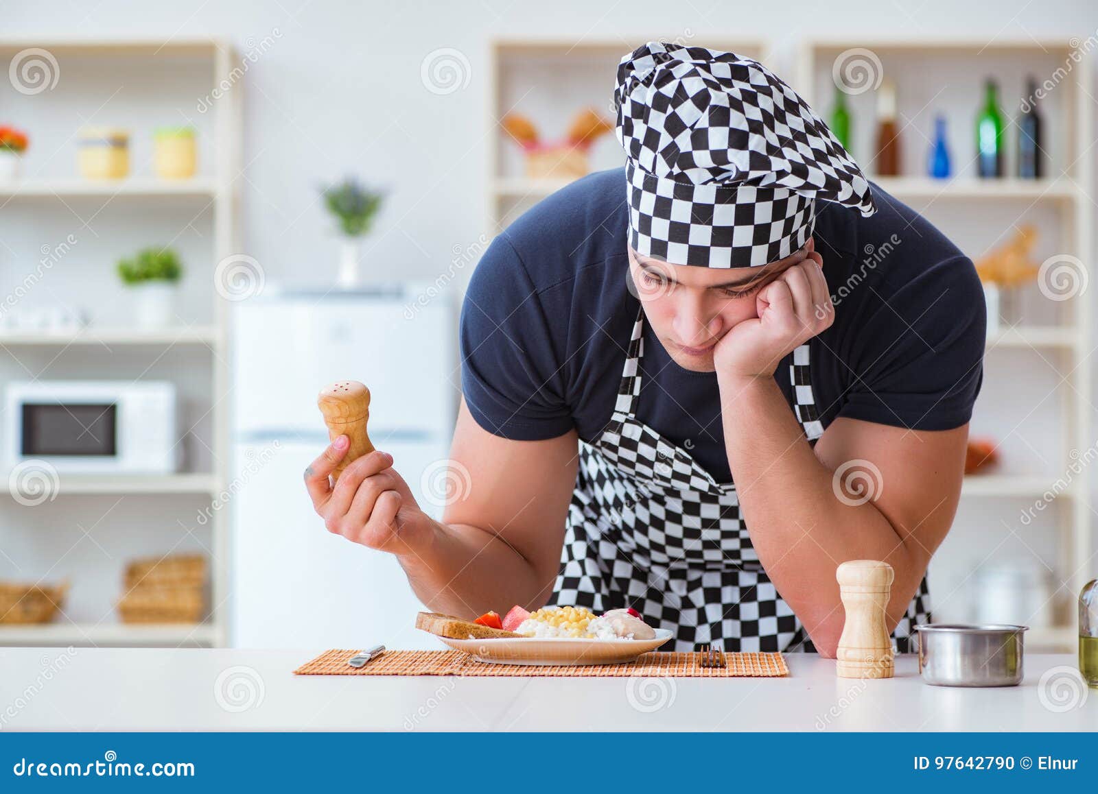 The Chef Cook Cooking a Meal Breakfast Dinner in the Kitchen Stock ...