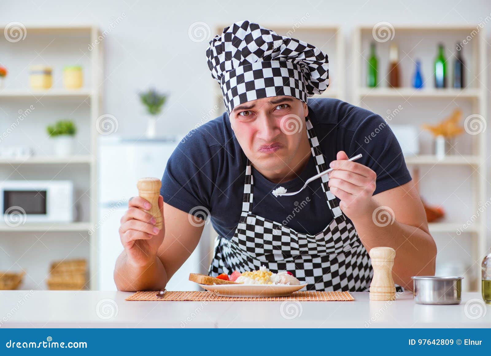 The Chef Cook Cooking a Meal Breakfast Dinner in the Kitchen Stock ...
