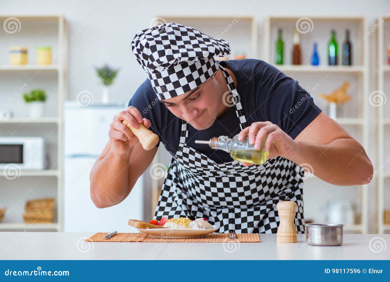 The Chef Cook Cooking a Meal Breakfast Dinner in the Kitchen Stock ...