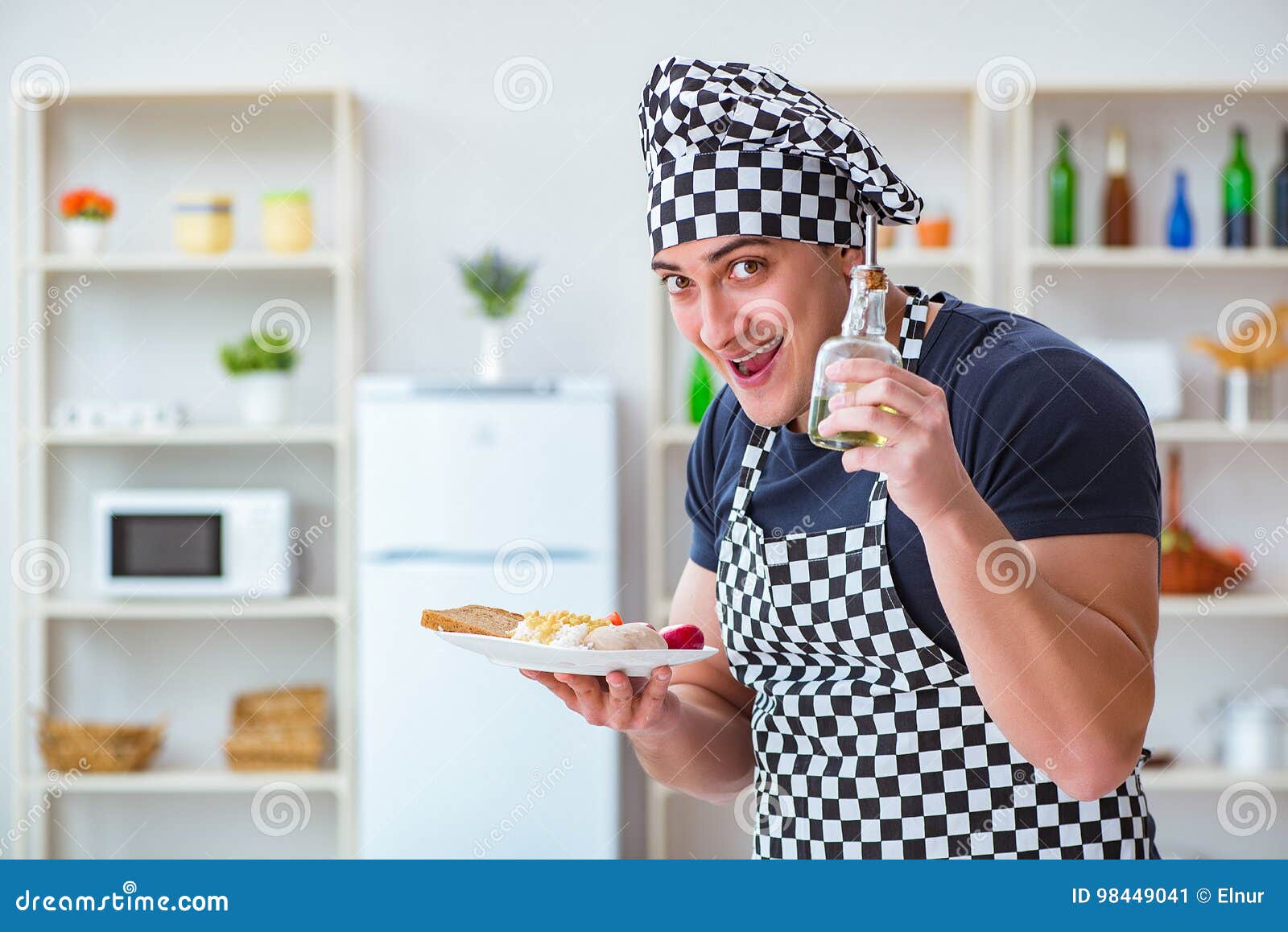 The Chef Cook Cooking a Meal Breakfast Dinner in the Kitchen Stock ...