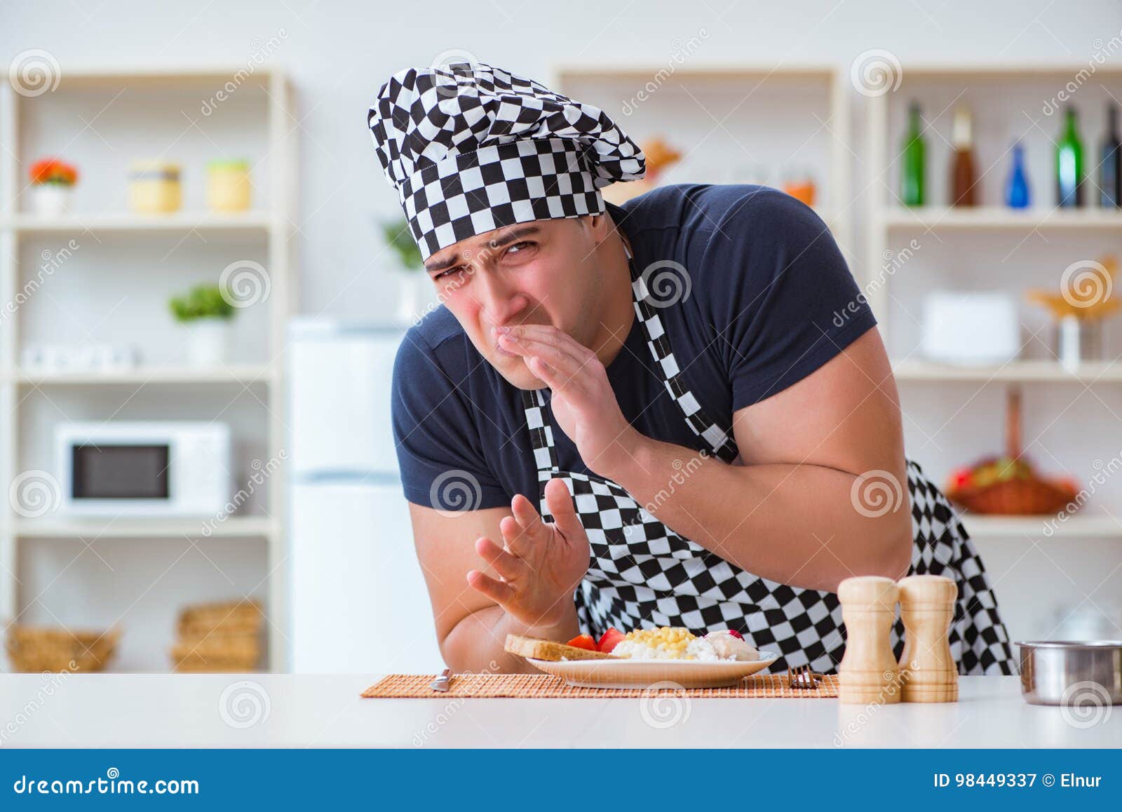 The Chef Cook Cooking a Meal Breakfast Dinner in the Kitchen Stock ...
