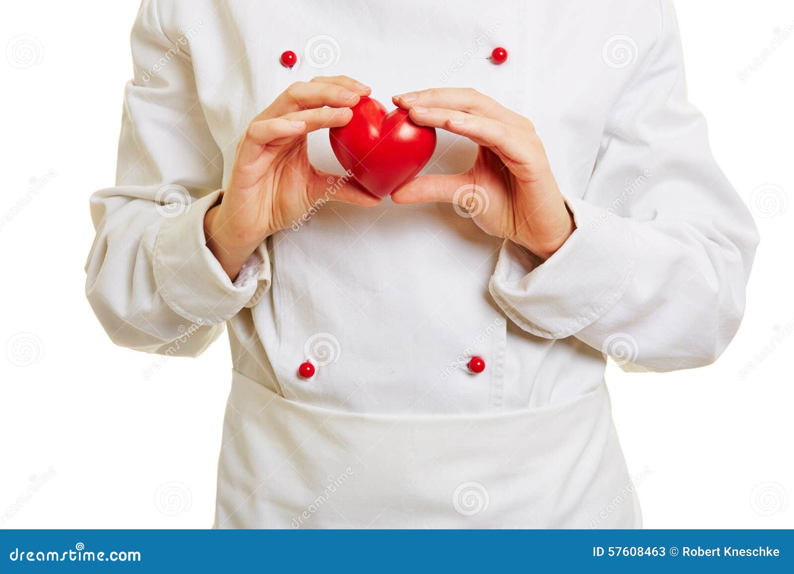 Chef Cook Holding Red Heart Stock Image - Image of cooking, workwear ...