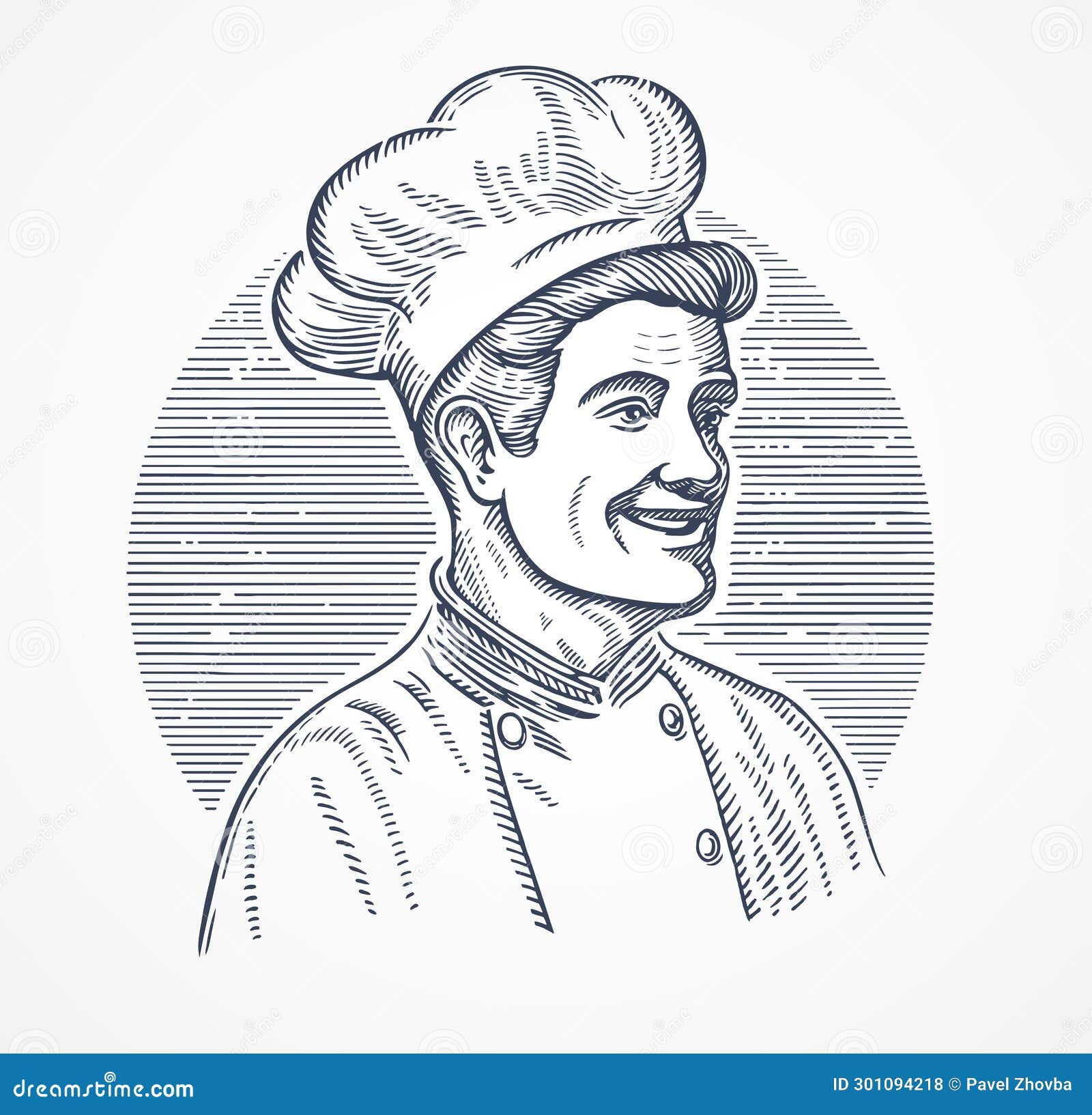 Chef Cook, Illustration Drawn in the Graphic Style of an Engraving ...