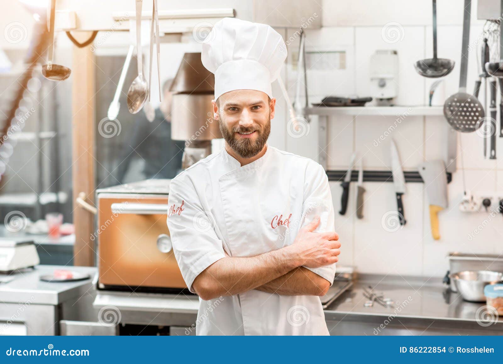 Chef cook at the kitchen stock photo. Image of kitchen - 86222854