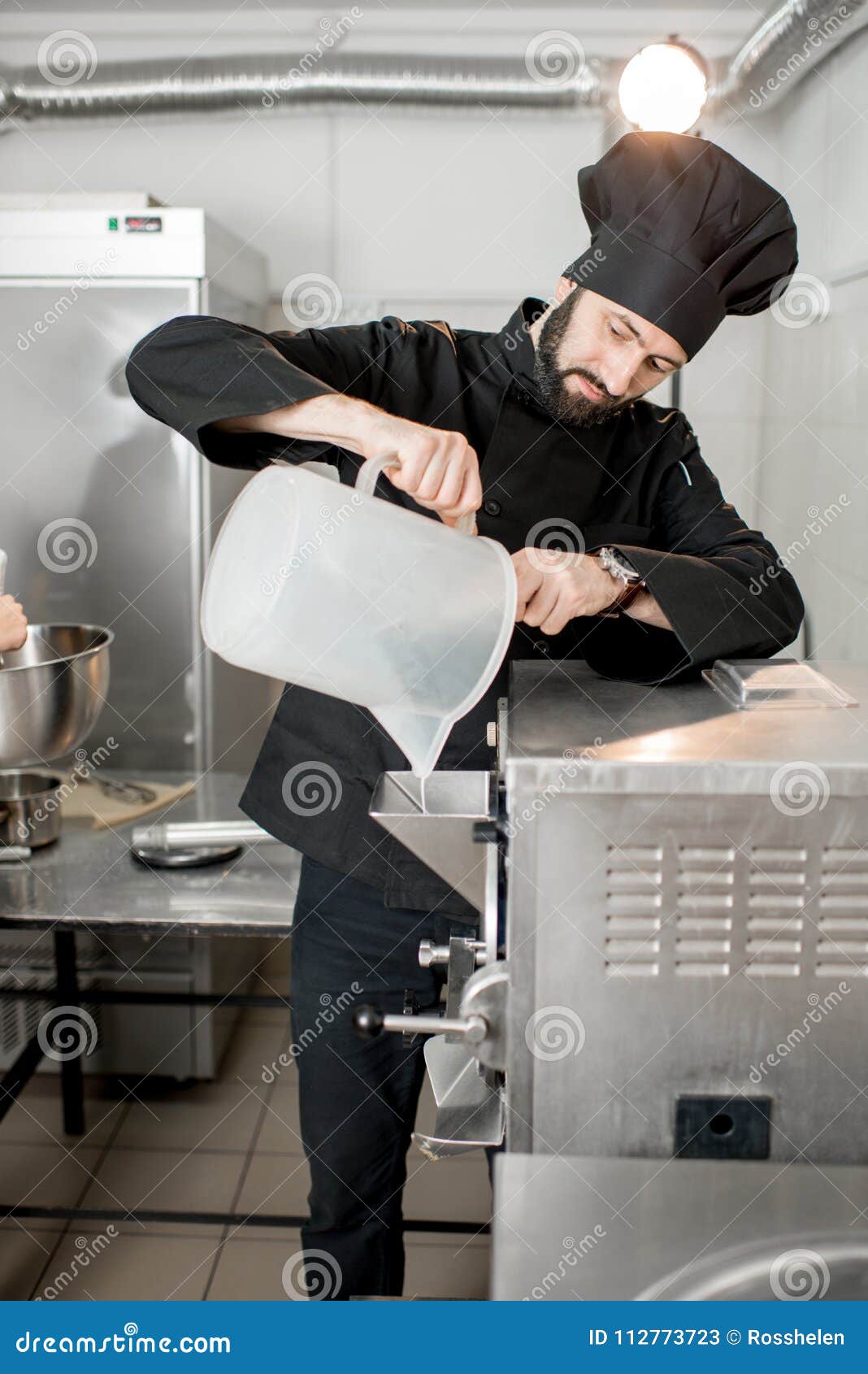 Chef cook making ice cream stock image. Image of manufacture - 112773723