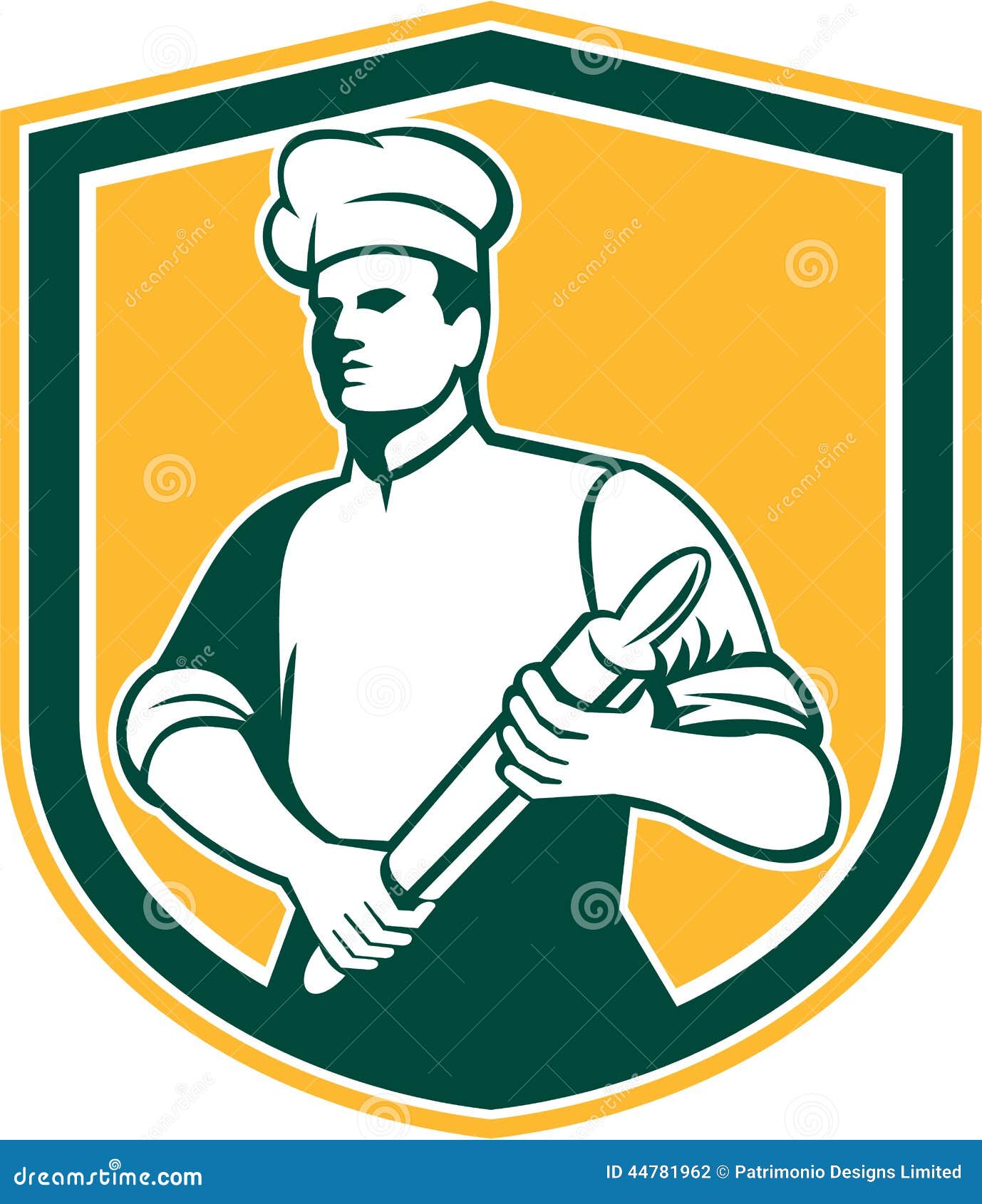 Chef Cook Rolling Pin Shield Retro Stock Vector - Illustration of ...