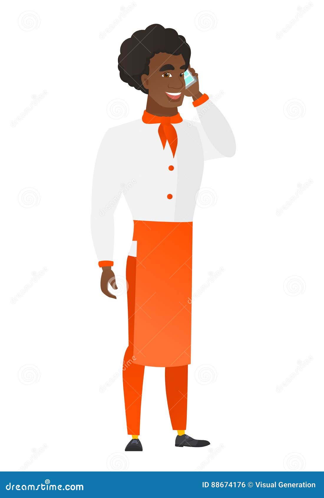 Chef Cook Talking on a Mobile Phone. Stock Vector - Illustration of ...