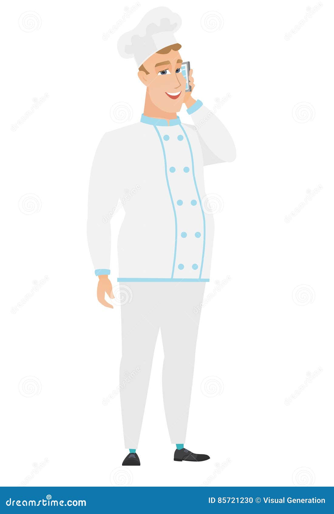 Chef Cook Talking on a Mobile Phone. Stock Vector - Illustration of ...