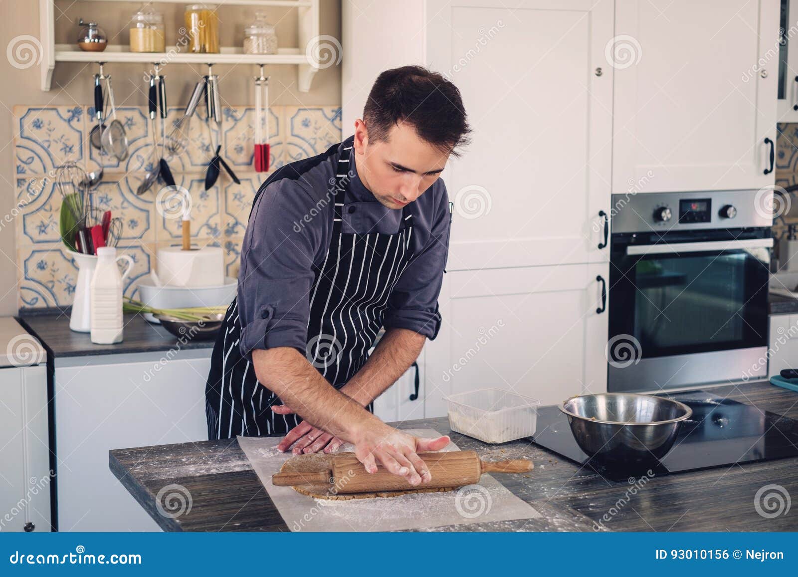 Chef Cook Working on a Modern Kitchen at Home Stock Photo - Image of ...