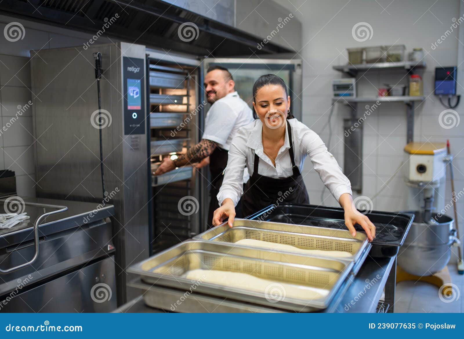 Chef and Cook Working on Their Dishes Indoors in Restaurant Kitchen ...