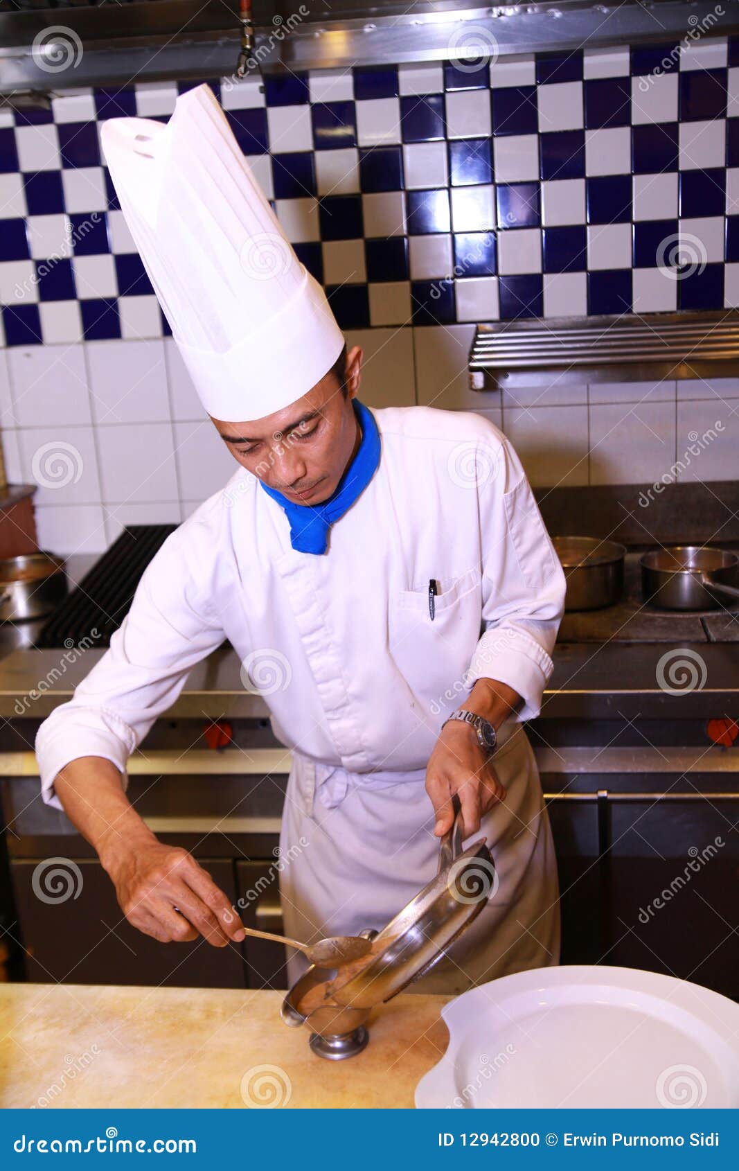 Chef cooking stock photo. Image of people, kitchen, male - 12942800