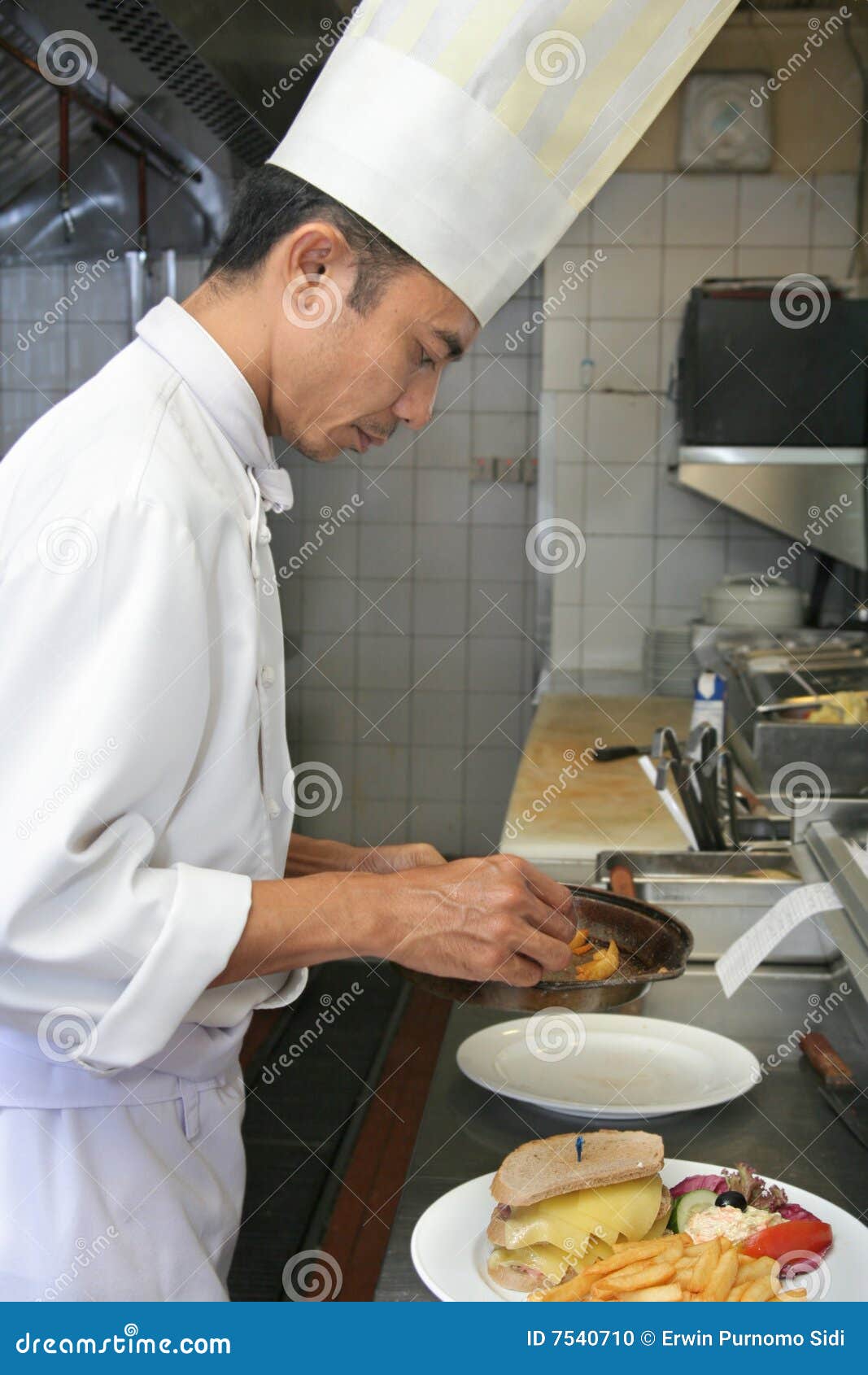 Chef cooking stock photo. Image of working, food, hotdog - 7540710