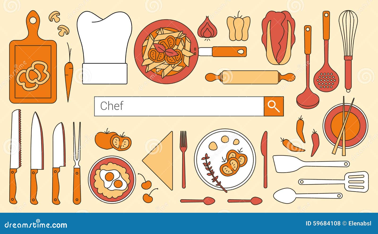 Chef and cooking banner stock vector. Illustration of cuisine - 59684108